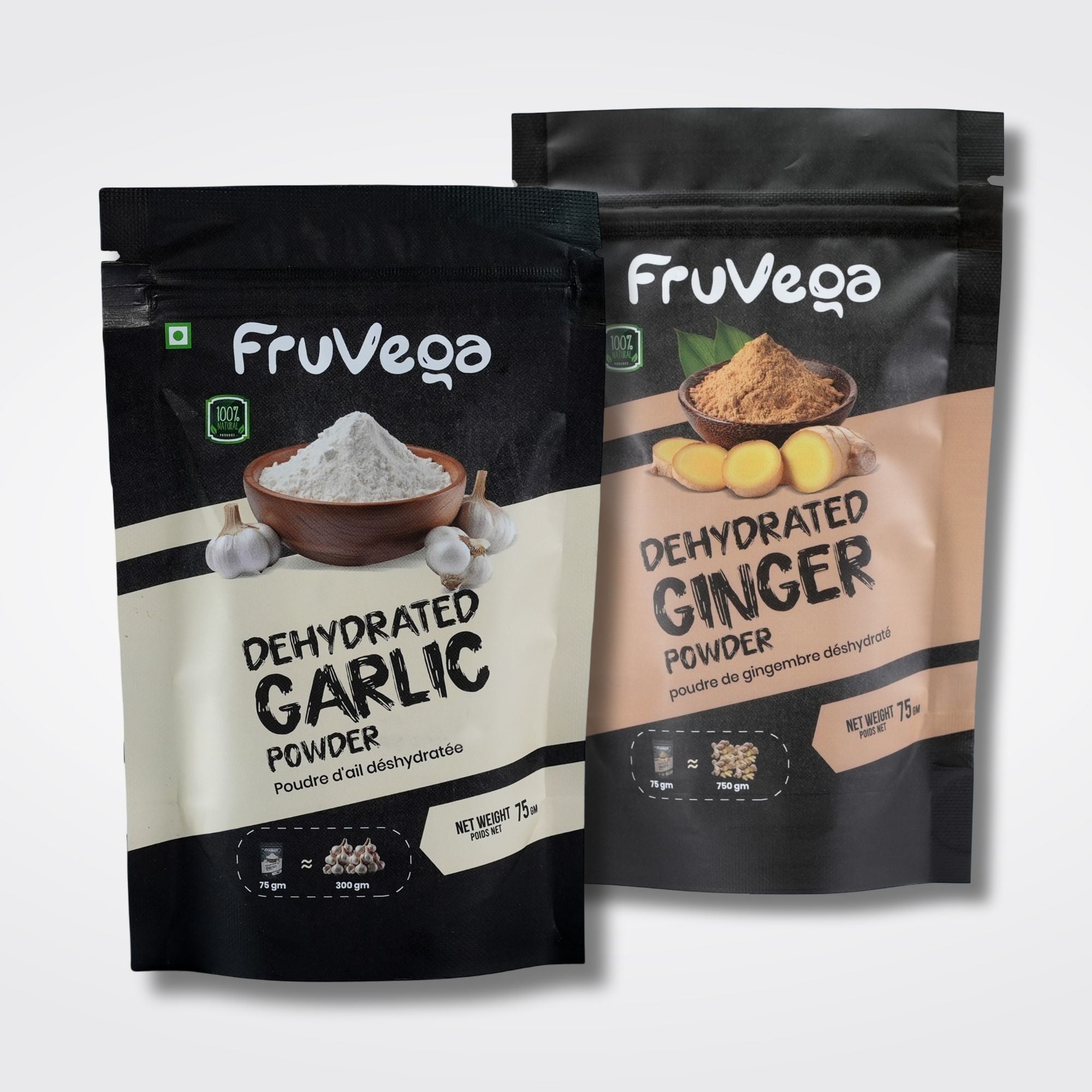 Fruvega Ginger & Garlic Powder Duo – 100% Natural, Instant Ginger ...