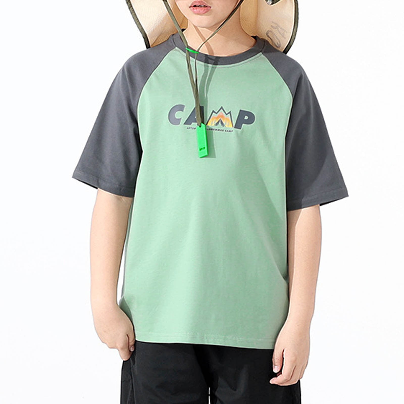 Frwgonr Boys Active Tees Short Sleeve Raglan T Shirts Kids Basic Color ...