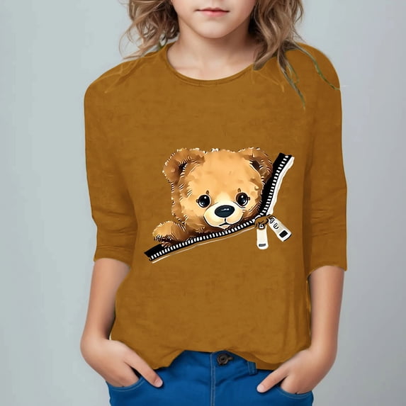 Frwgonr Boys Girls T-Shirts Brown Kids Tshirt for School Cute Graphic ...