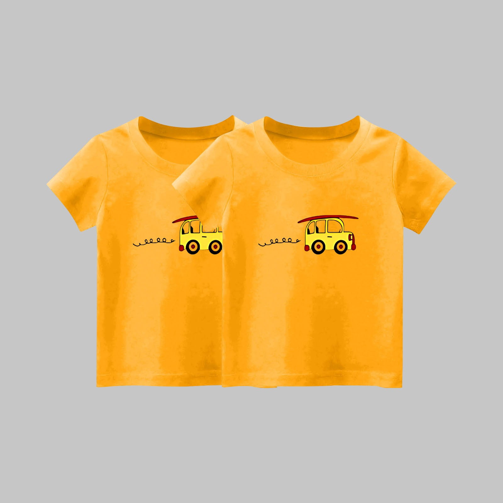 Frwgonr Cute Shirts for Boys Girls Yellow 2-Pack Cute Graphic Tee Tops ...