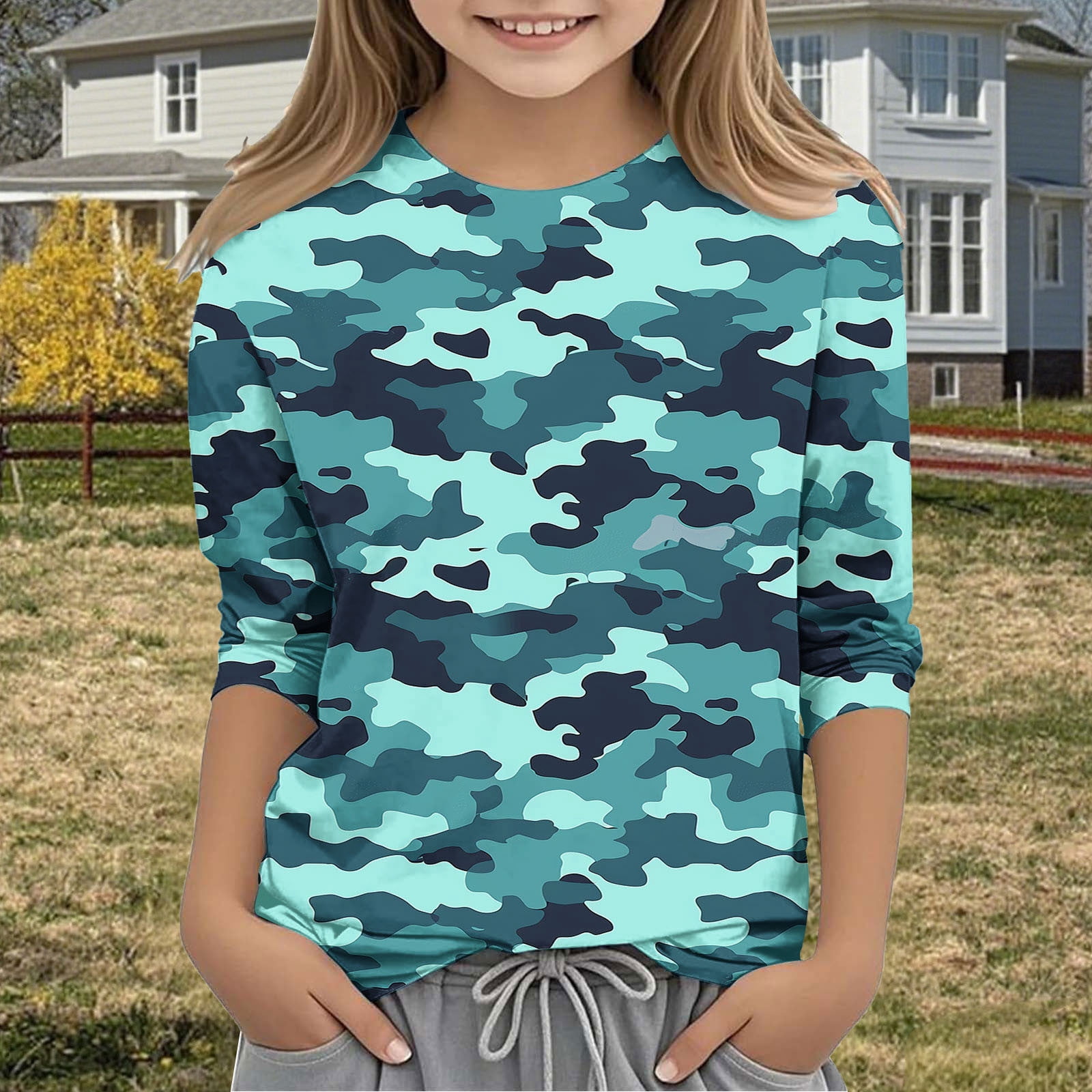 Frwgonr Girls Football Shirt Mint Green Kids Summer Fall Crewneck Loose ...