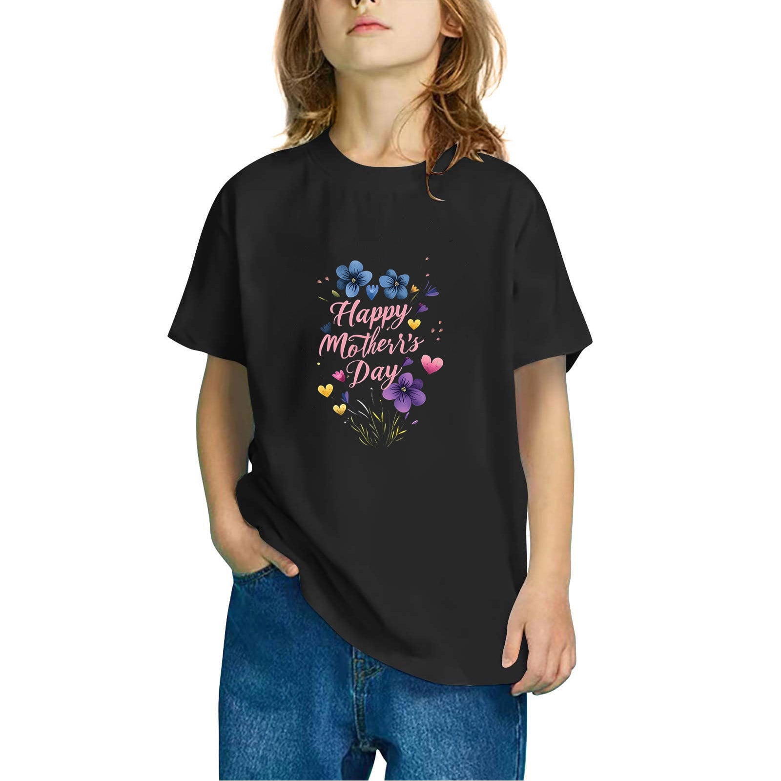 Frwgonr Girls Summer T-shirts Kids Summer Casual Crewneck Tops Tee 3-10 ...