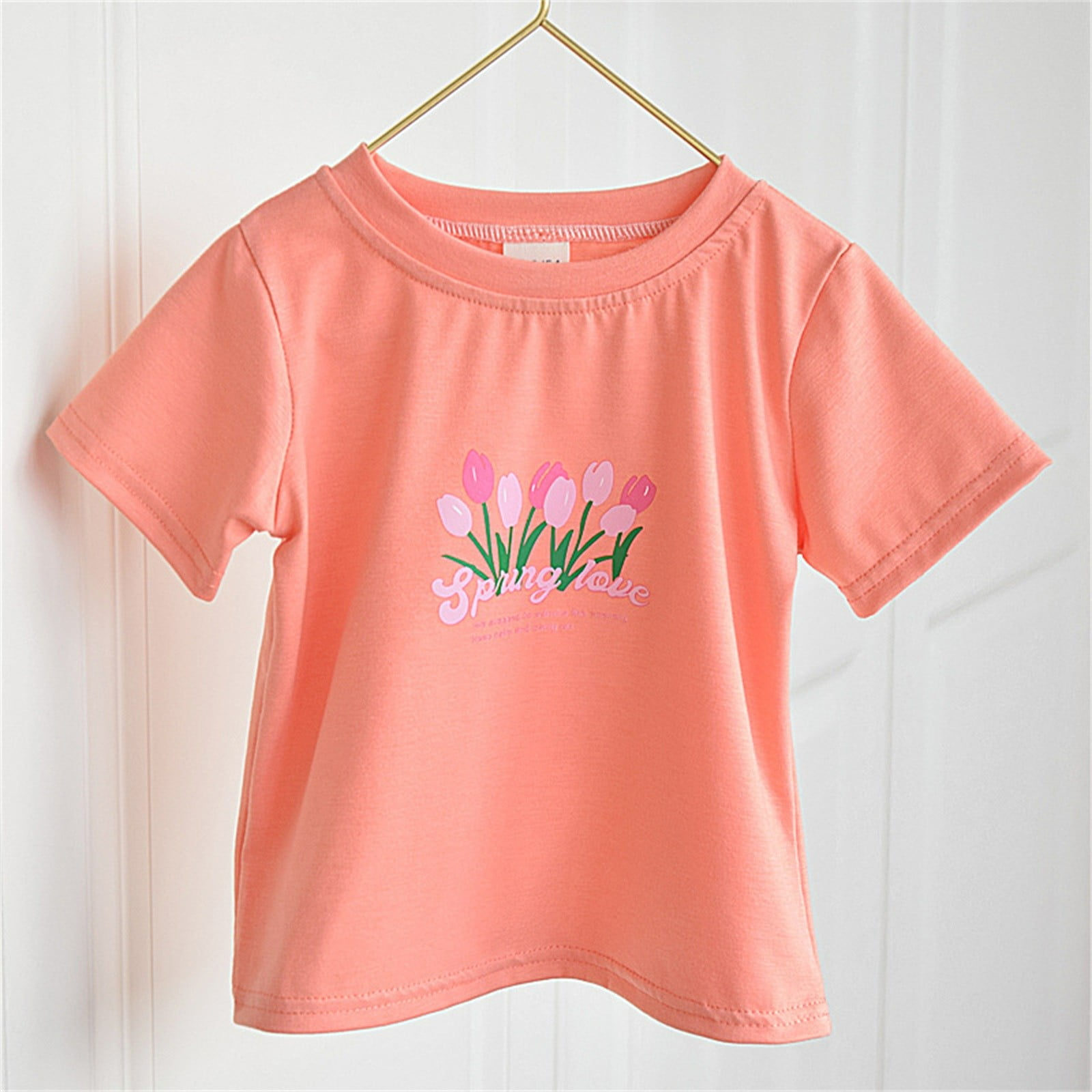 Frwgonr Kids Tops Girls Short Sleeve Tees Casual Graphic Crewneck ...