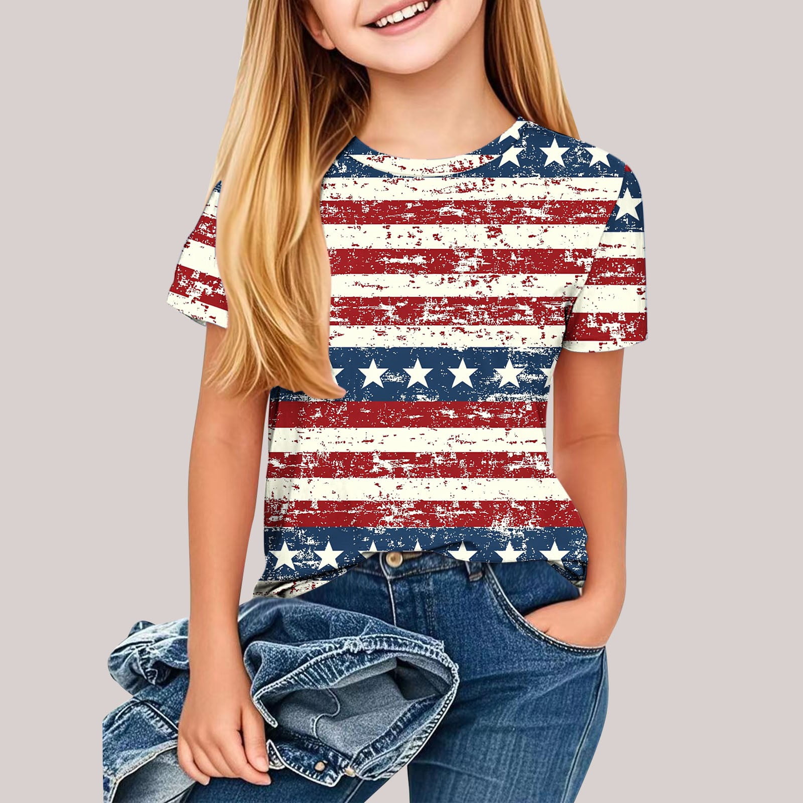 Frnrwgo Little Girl Tops Kids American Flag T-Shirt Boys Patriotic ...