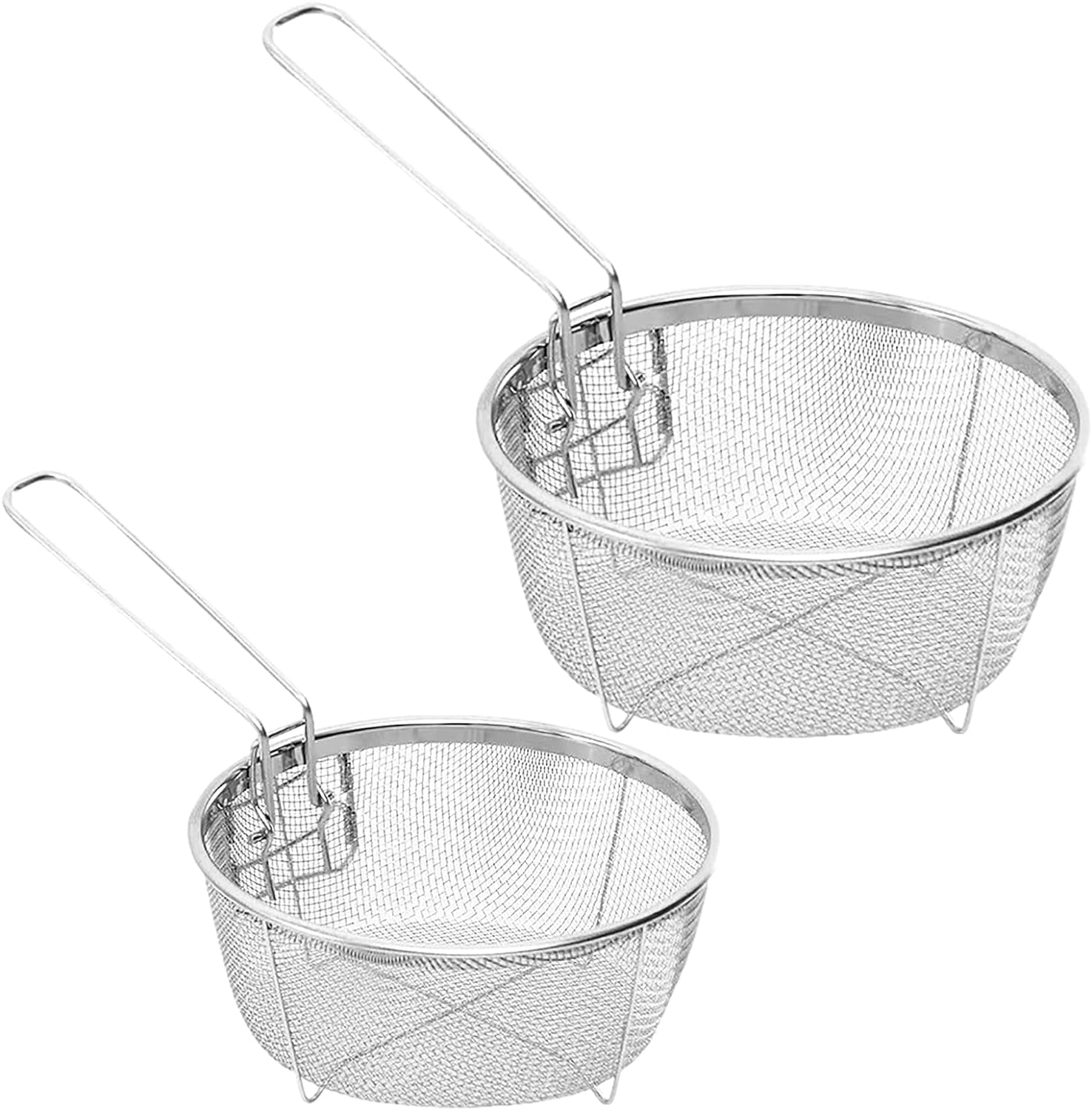 Fry Basket, Stainless Steel Round Wire Mesh Fry Basket, Chip Pan Basket ...