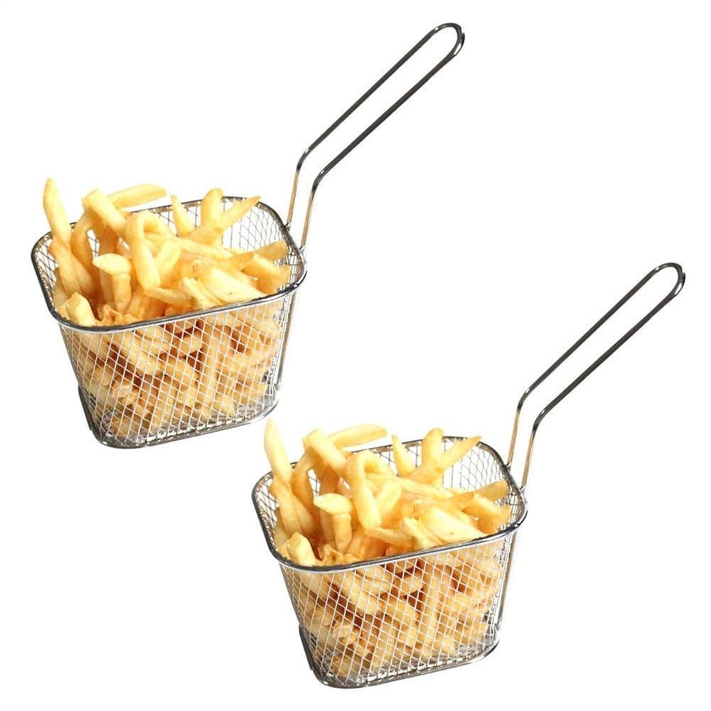 Fry Baskets With Handle,Silver Desk Food Presentation Baskets,Mesh ...