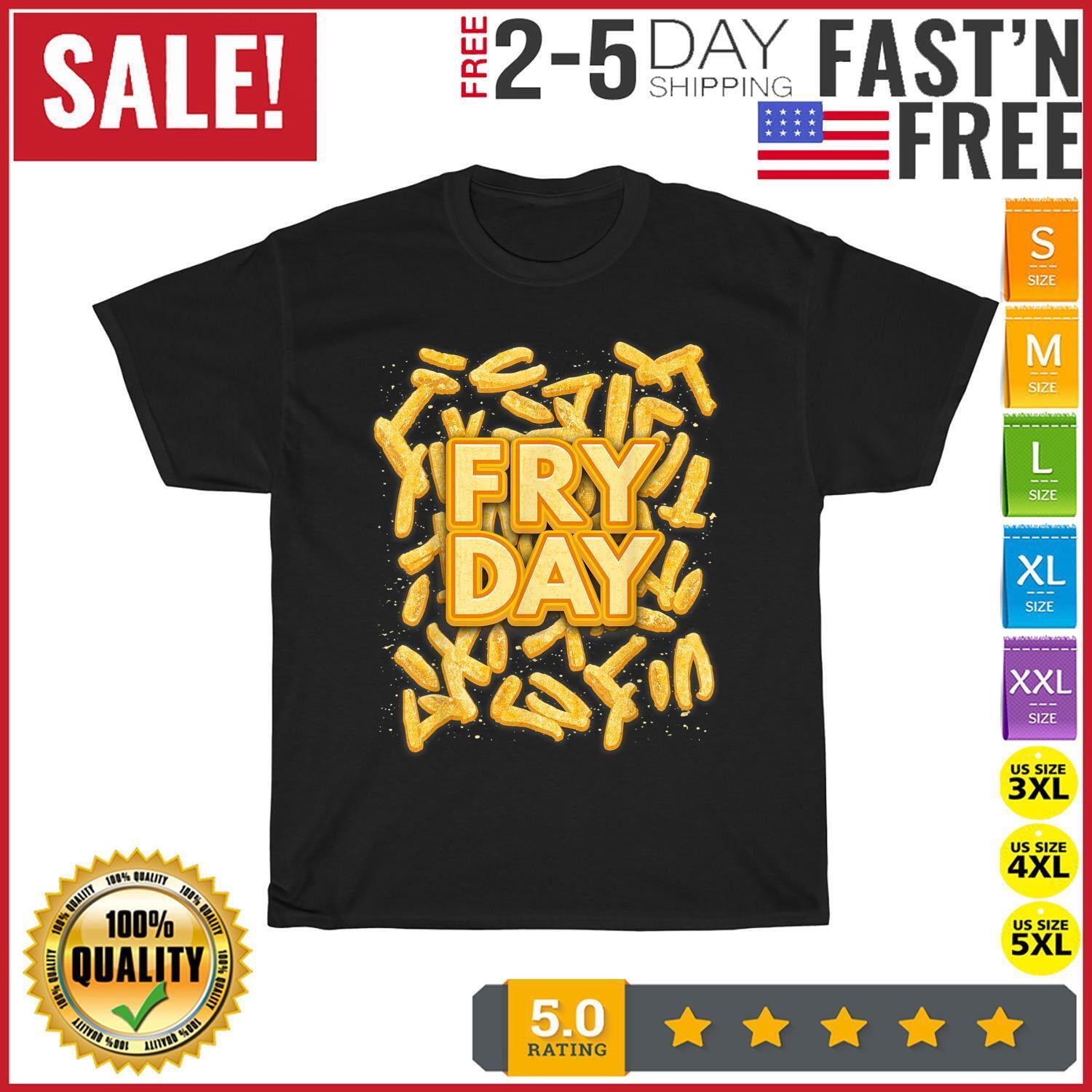 Fry Day French Fries Raining Funny Fast Food Vintage T Shirt Men Women ...