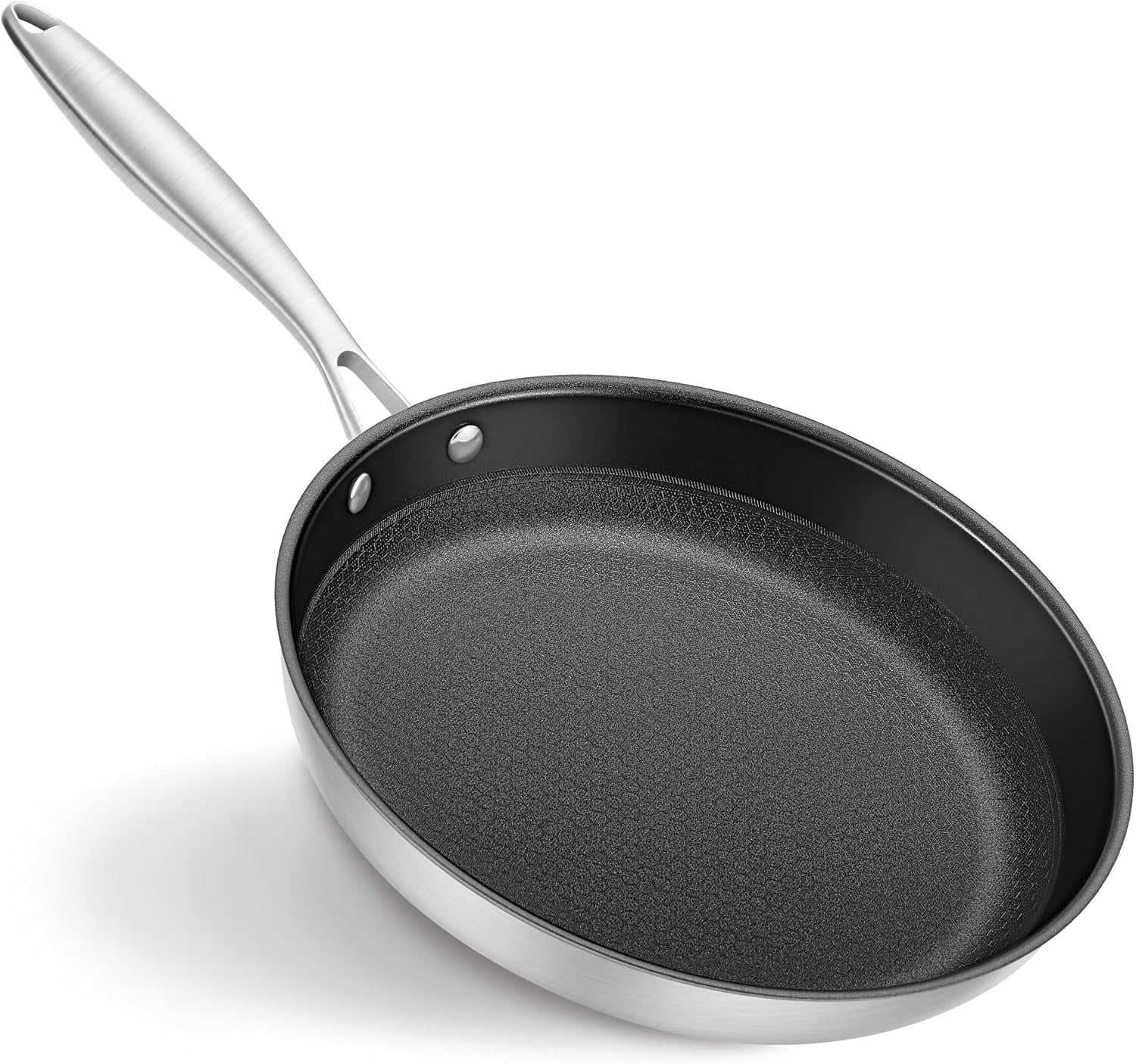 Fry Pan – 12-Inch Skillet with Hexagonal Nonstick Surface, Tri-Ply ...