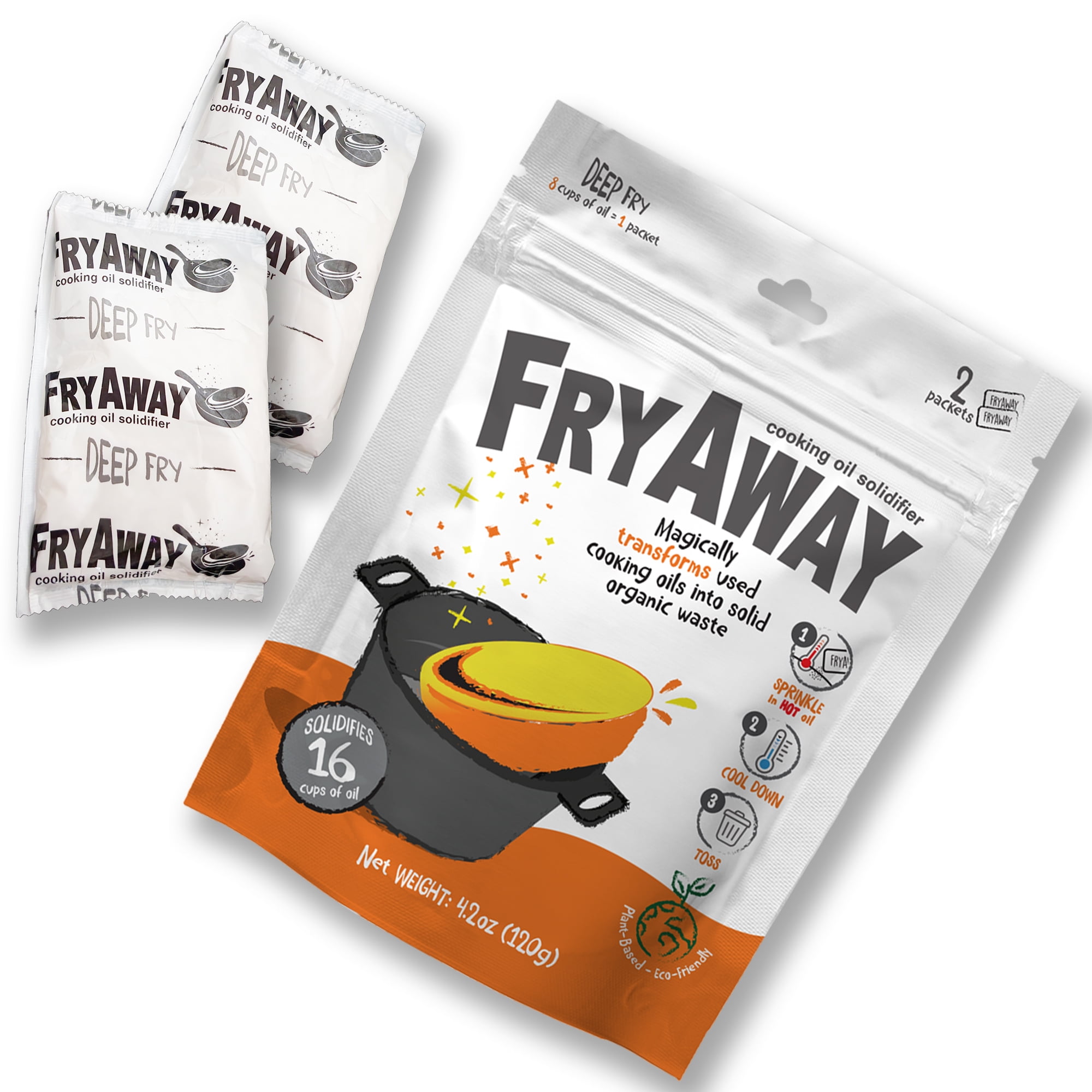 FryAway Grease Solidifier, Plant-Based Cooking Oil Disposal, Solidifies ...
