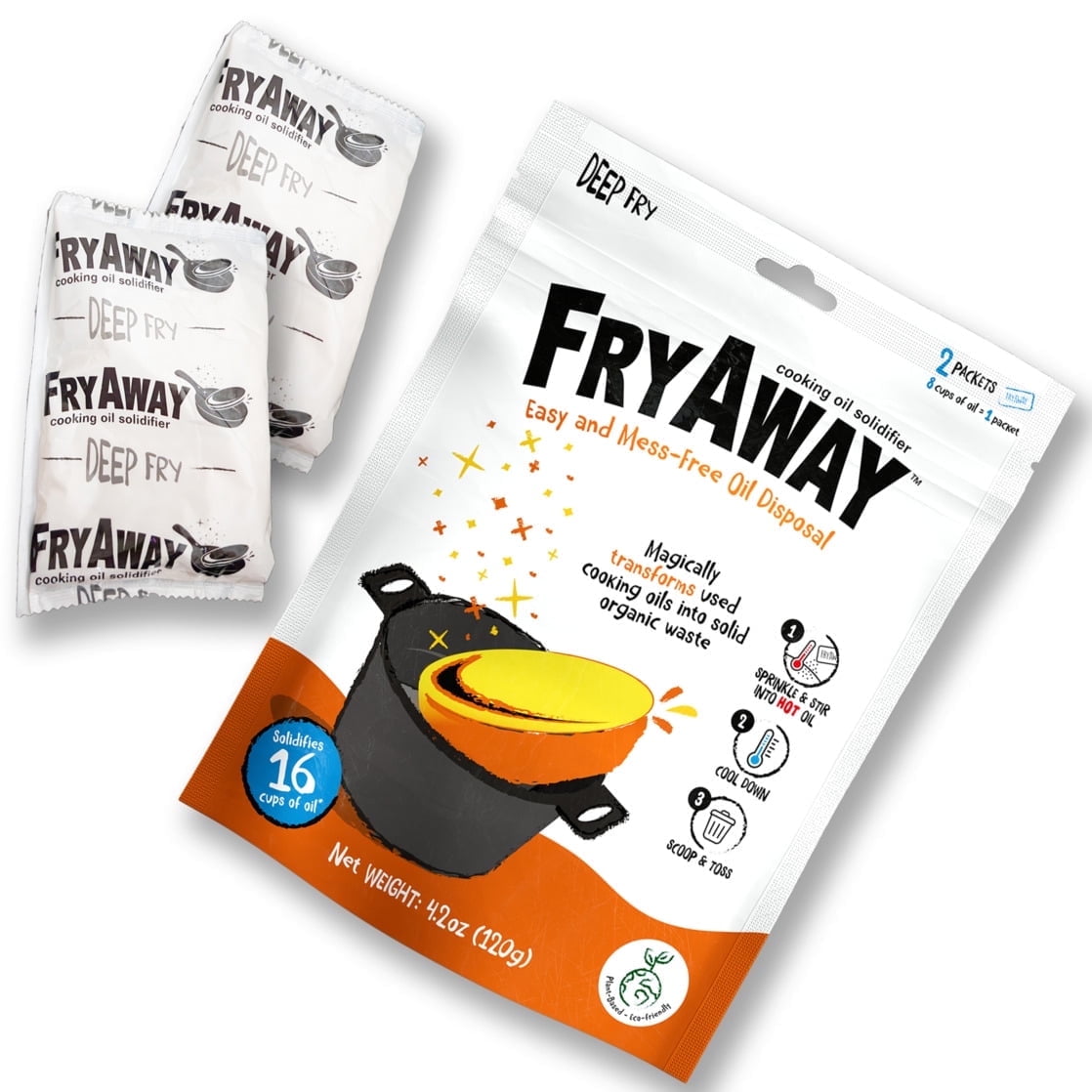 FryAway Grease Solidifier, Plant-Based Cooking Oil Disposal, Solidifies ...