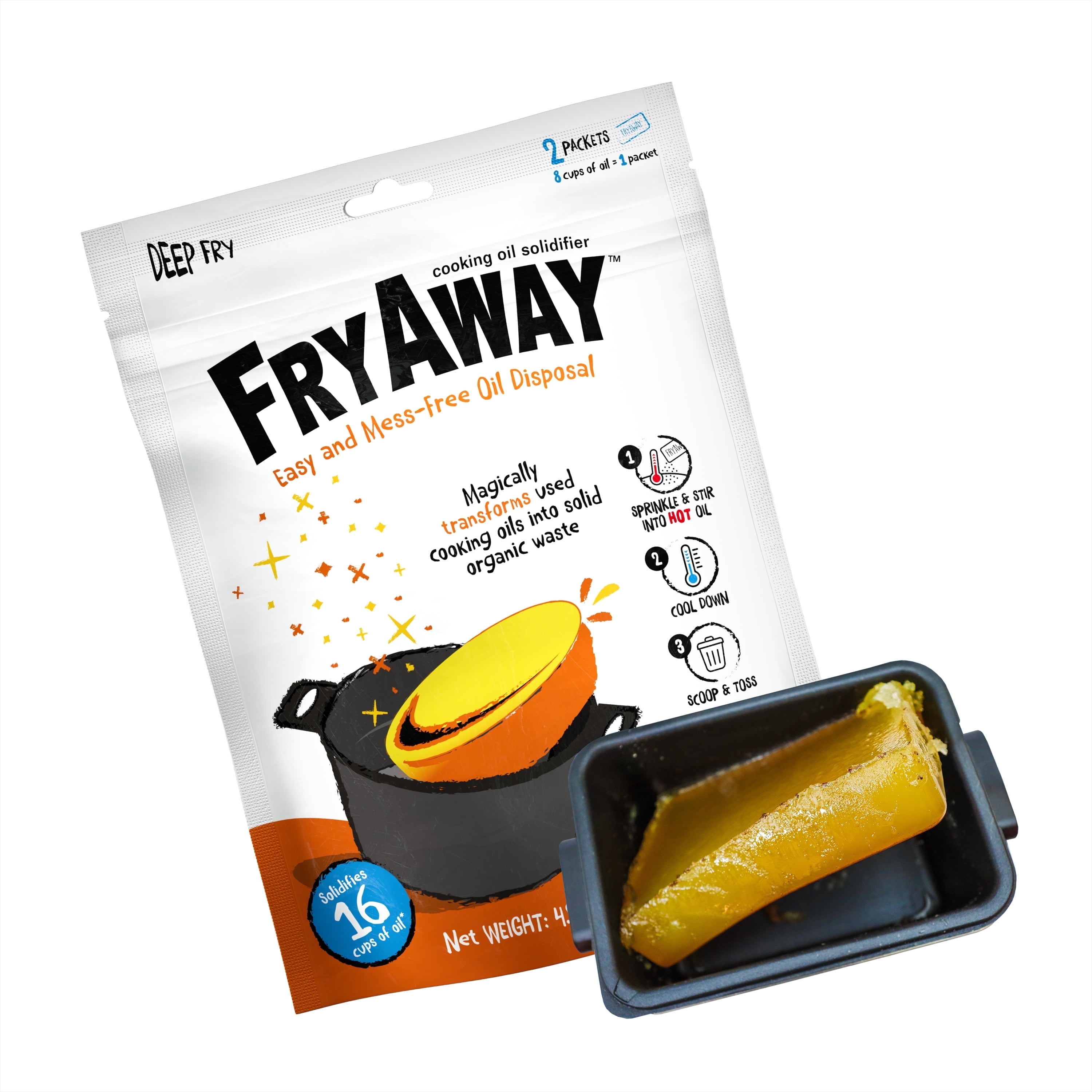 FryAway Deep Fry Cooking Oil Solidifier, Waste Disposal, Solidifies up ...