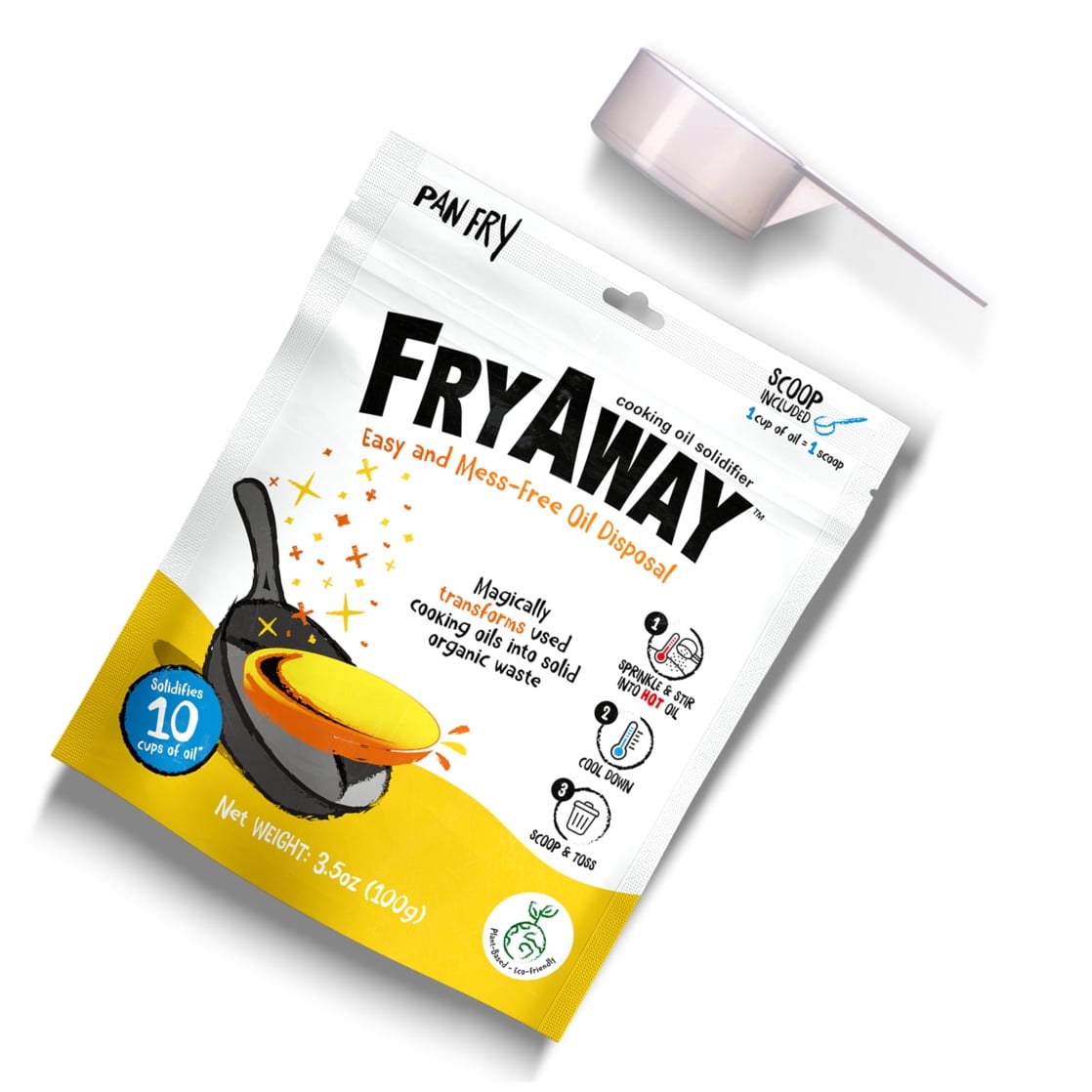 FryAway Cooking Oil Solidifier Powder, 100% Plant-Based, Solidifies 10 ...