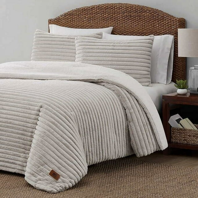Frye 3 Piece Beige Channel Stitch Comforter Bedding Set, Queen ...