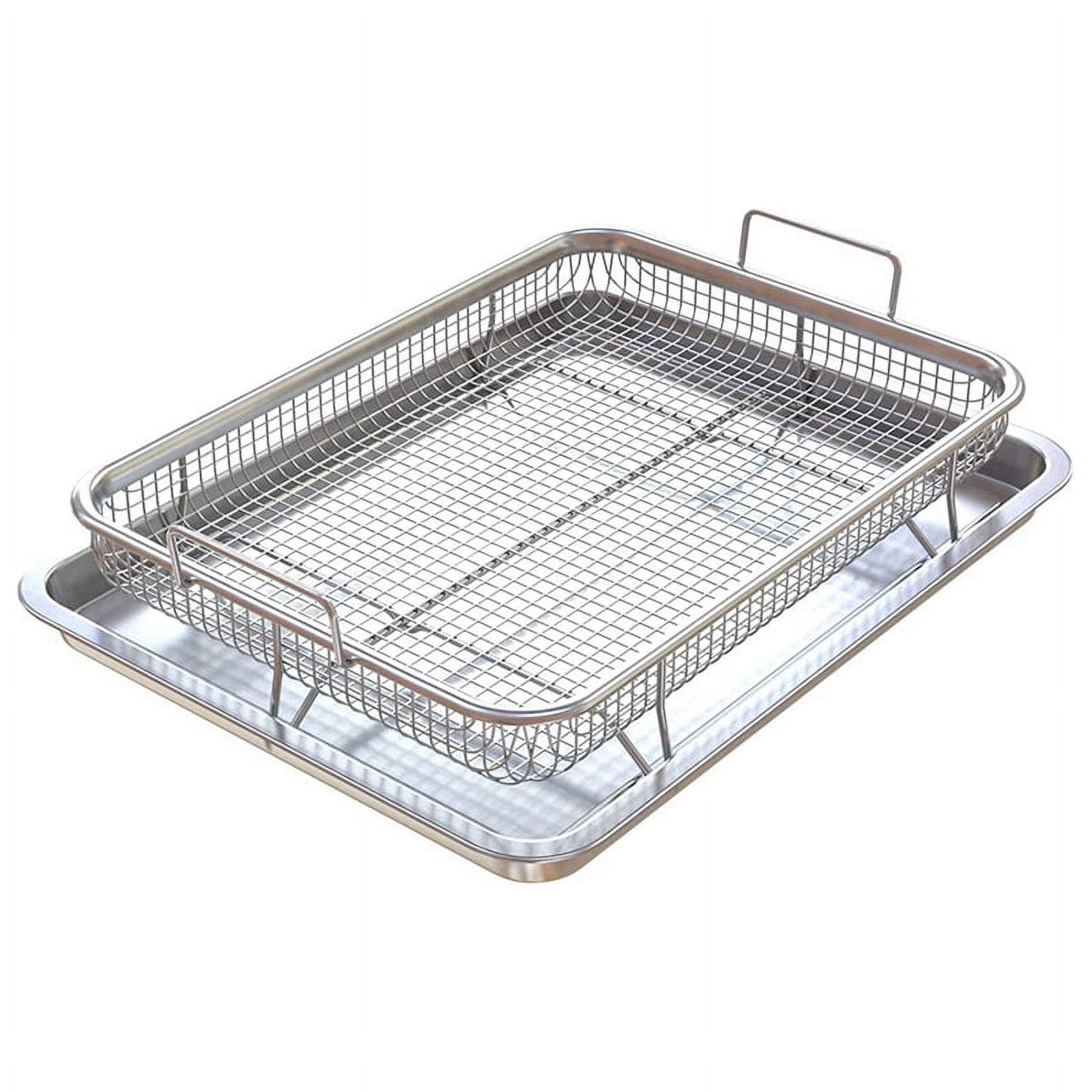 2-Piece Stainless Steel Oven Fryer Basket and Crisper Tray Set ...