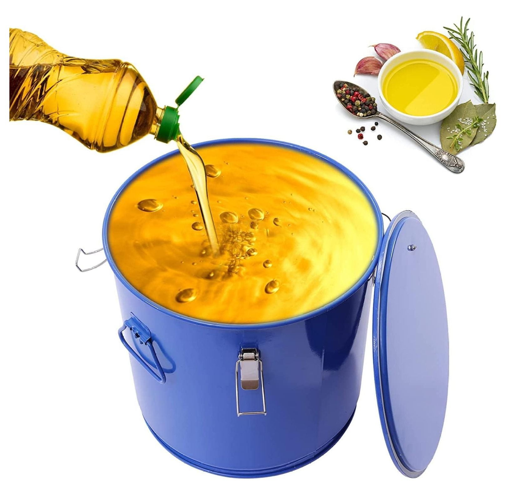 Fryer Grease Bucket,10 Gal Oil Disposal Caddy Steel Fryer Oil Bucket w ...