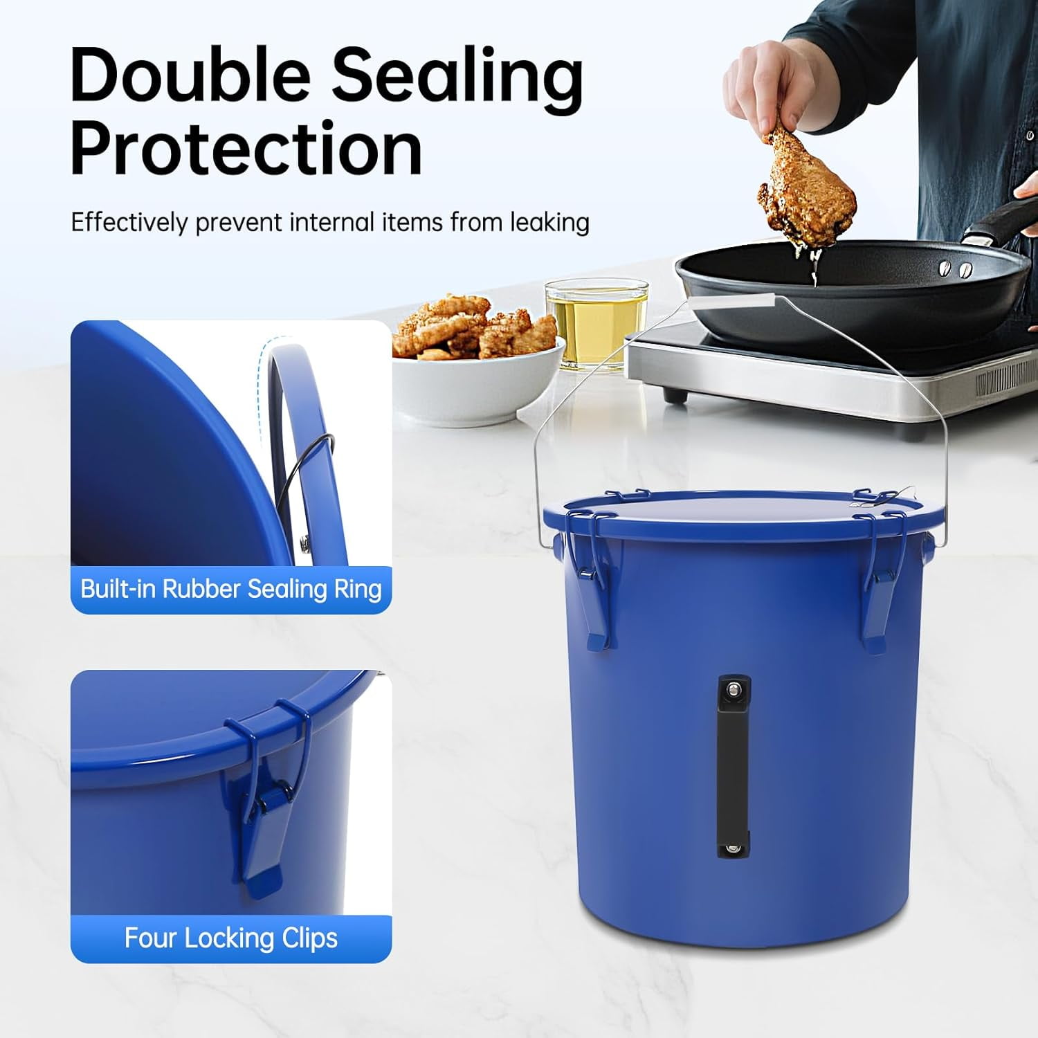 Fryer Grease Bucket 6 Gal Oil Disposal Caddy, Steel Fryer Oil Transport ...