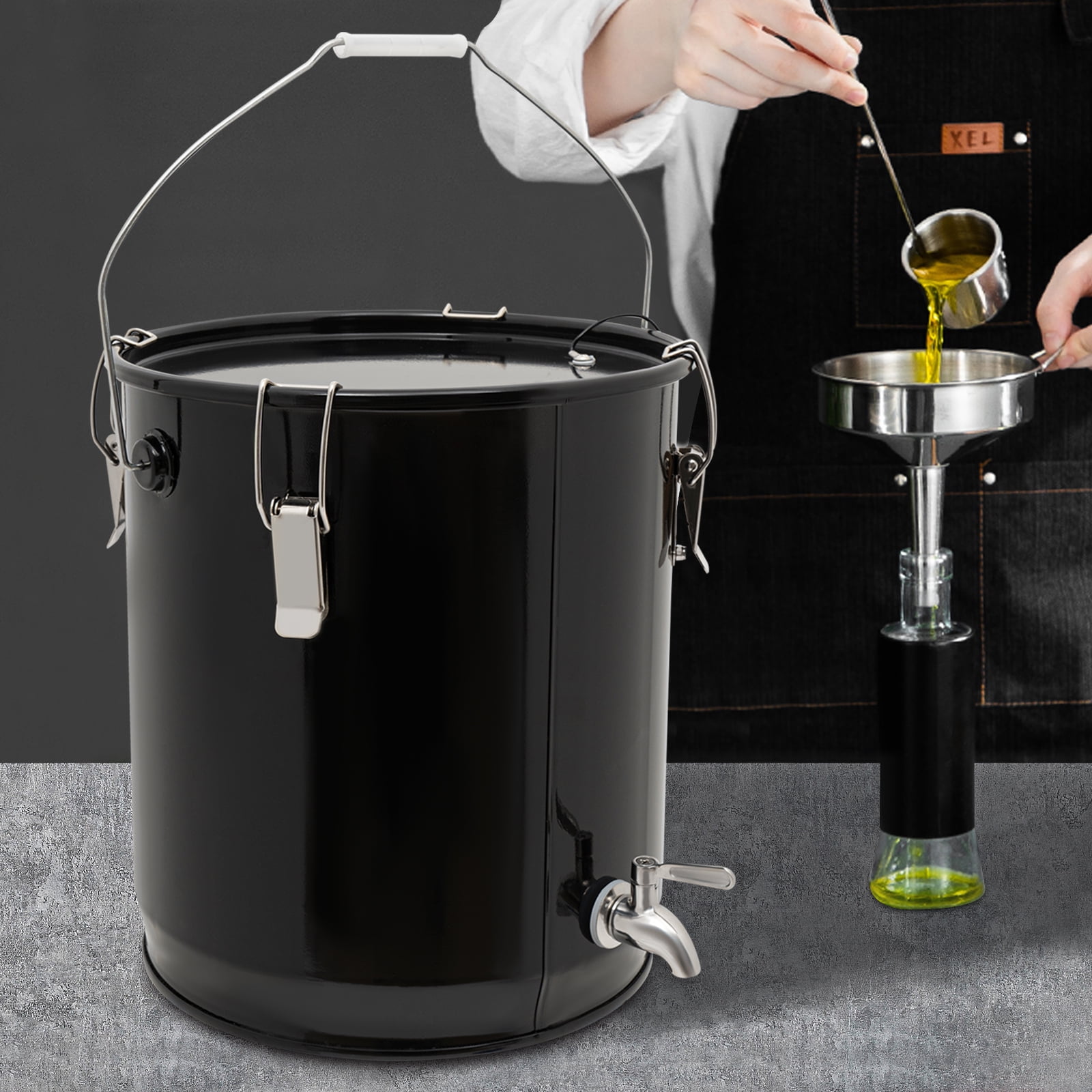 Fryer Grease Bucket,Oil Disposal Caddy Oil Handling Drum with Faucet ...