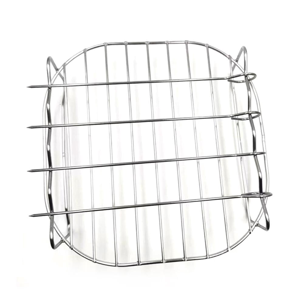 Fryer Rack with 4 Skewers, Stainless Steel Grill Rack Kebab Rack ...