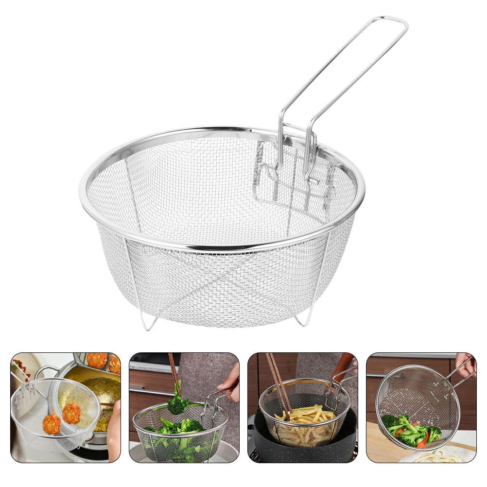 WHAMVOX 1Set Deep Fryer Basket Stainless Steel Round Frying Basket for ...