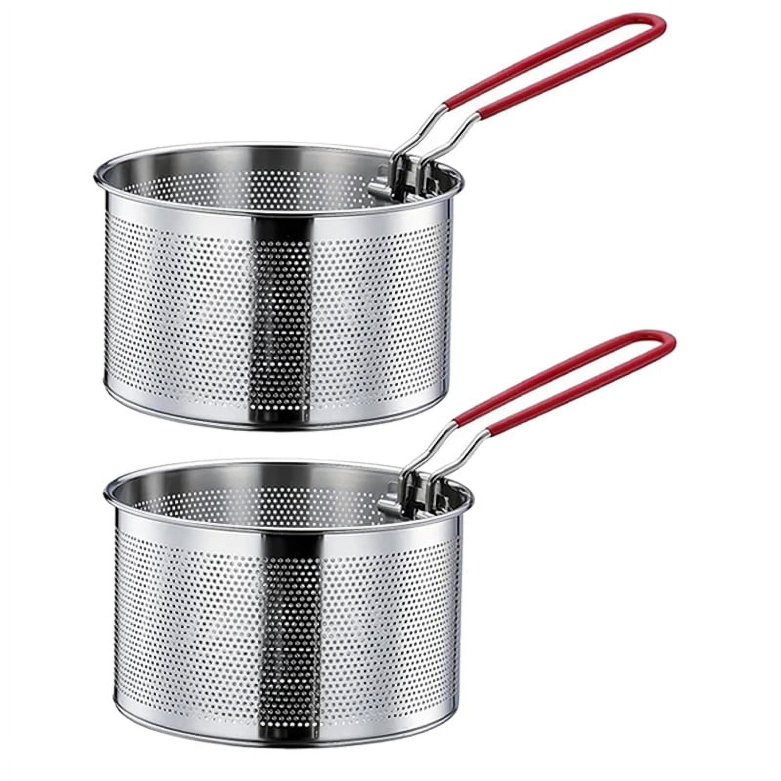 Frying Basket Stainless Steel Pasta Basket Long Handle Basket Round ...