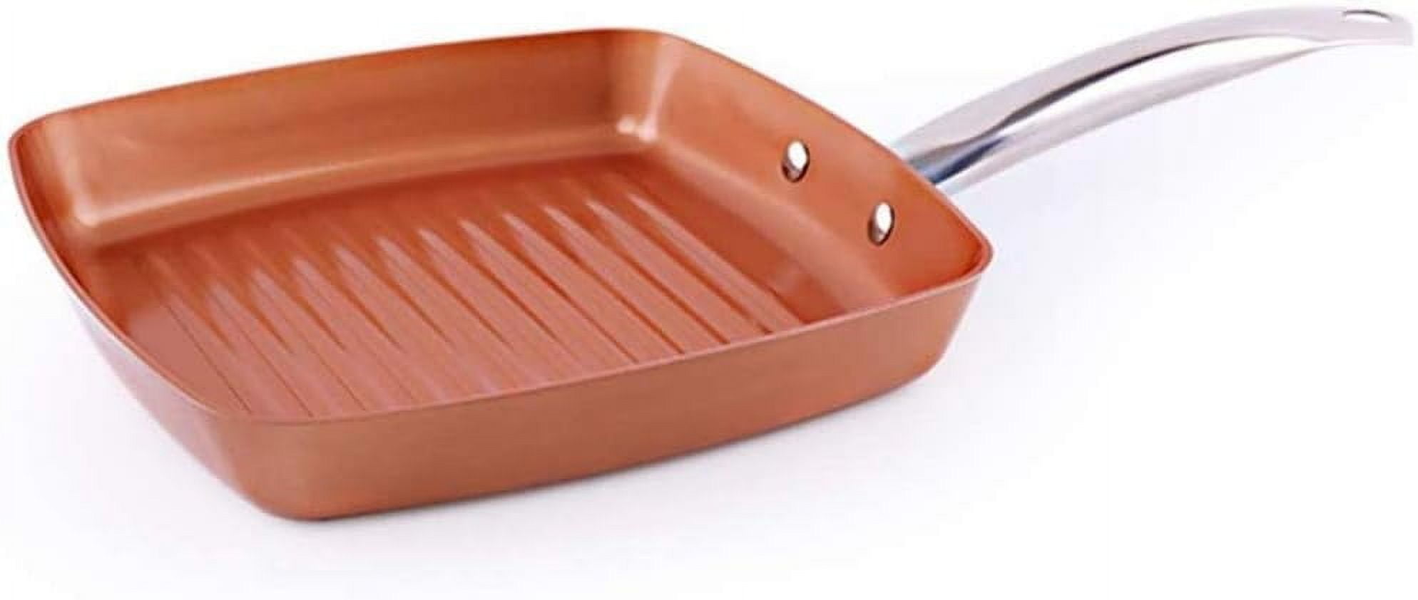Frying Copper Pan Non-Stick Square Grill Pan, Griddle Pan with ...
