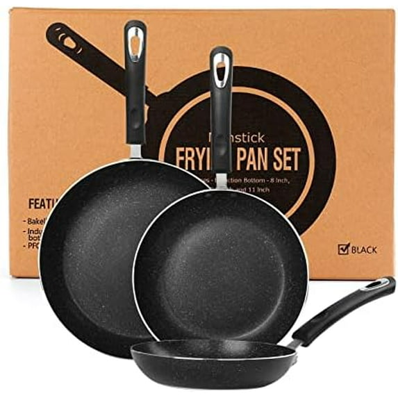 Frying Pan 3-Piece Set, Nonstick Skillet Set for Induction Cooktop ...