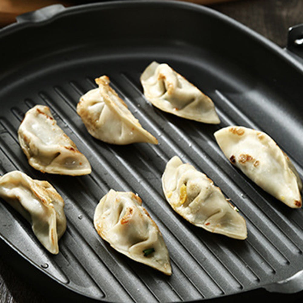 Frying Pan Foldable Grill Pan Steak Anti-Scald Wooden Handle Portable 2 ...