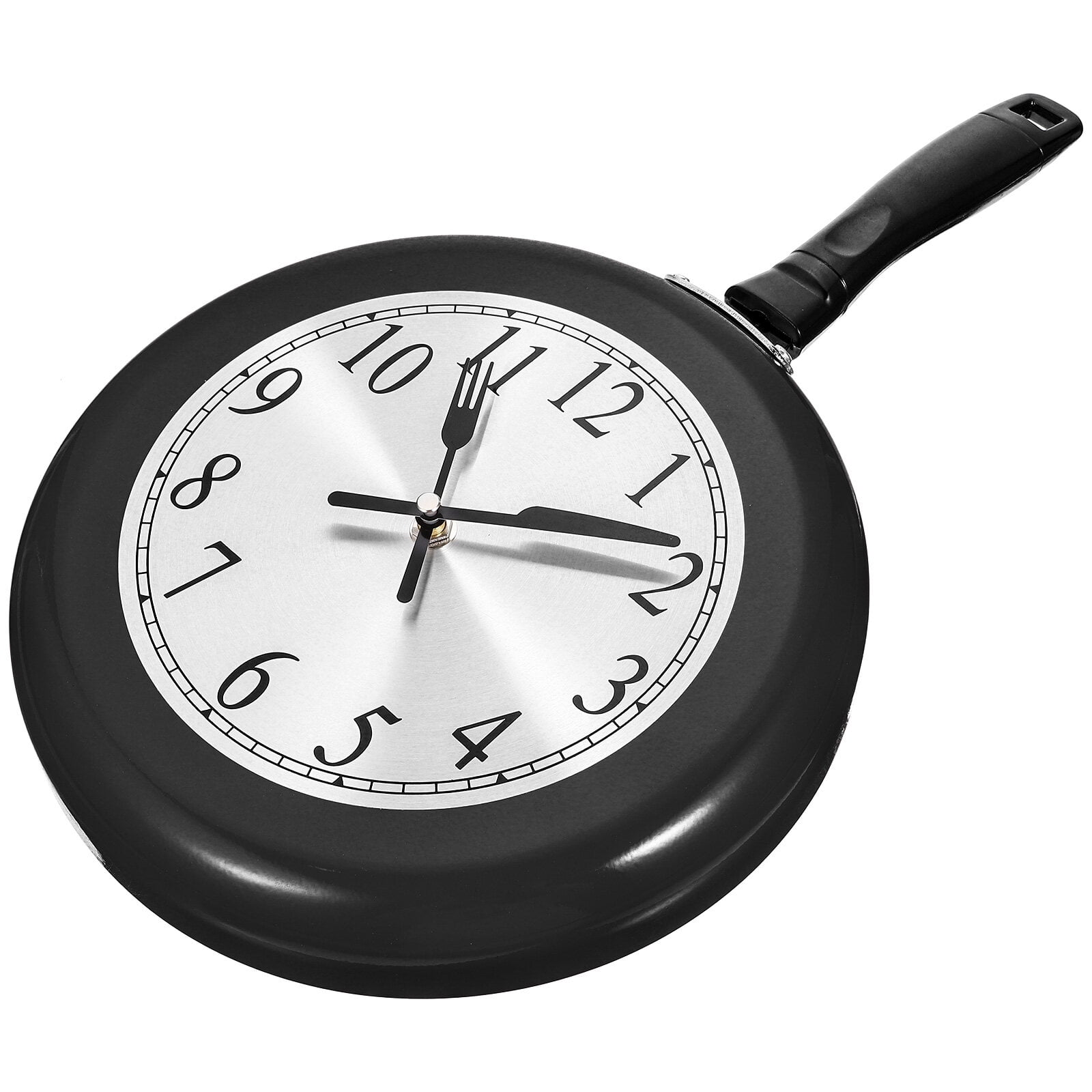 NIAIZEK Silent Wall Clock Black Stainless Steel Frying Pan Design for ...