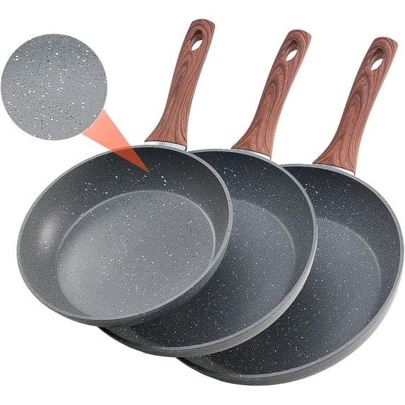 Frying Pan Skillet,Nonstick Granite Egg Pan Omelet Pans, 3 count Set (9 ...