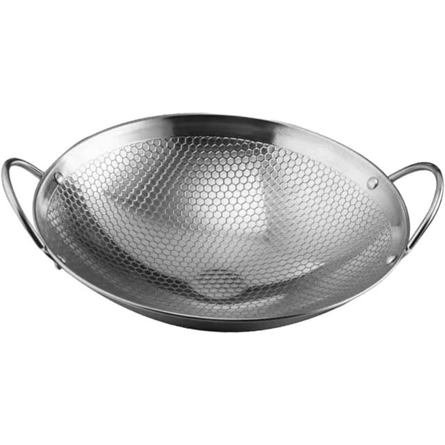 Frying Pan, Stainless Steel Wok, Round Bottom Wok, Chinese Wok, Double ...
