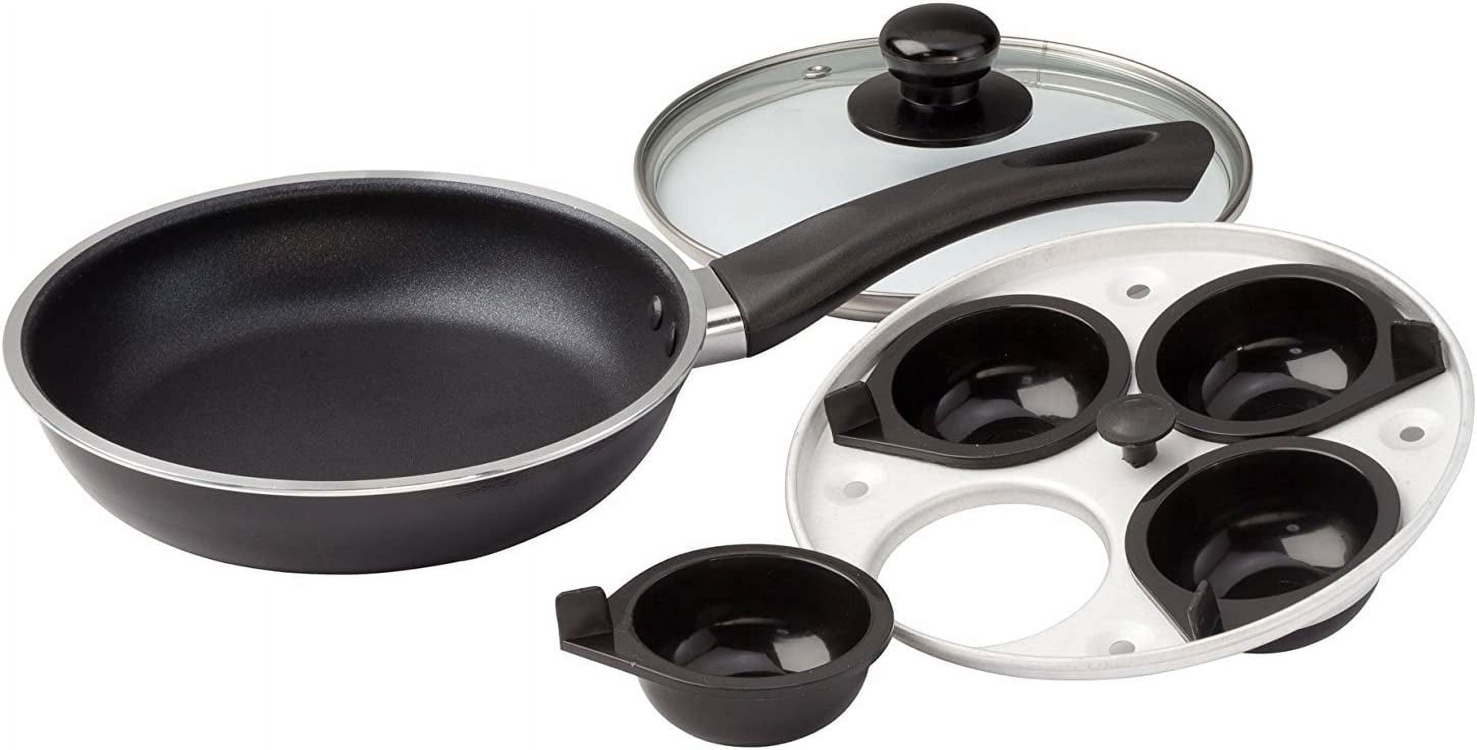 Frying Pan with Egg Poacher Insert, Black, One Size Fits All - Walmart.com