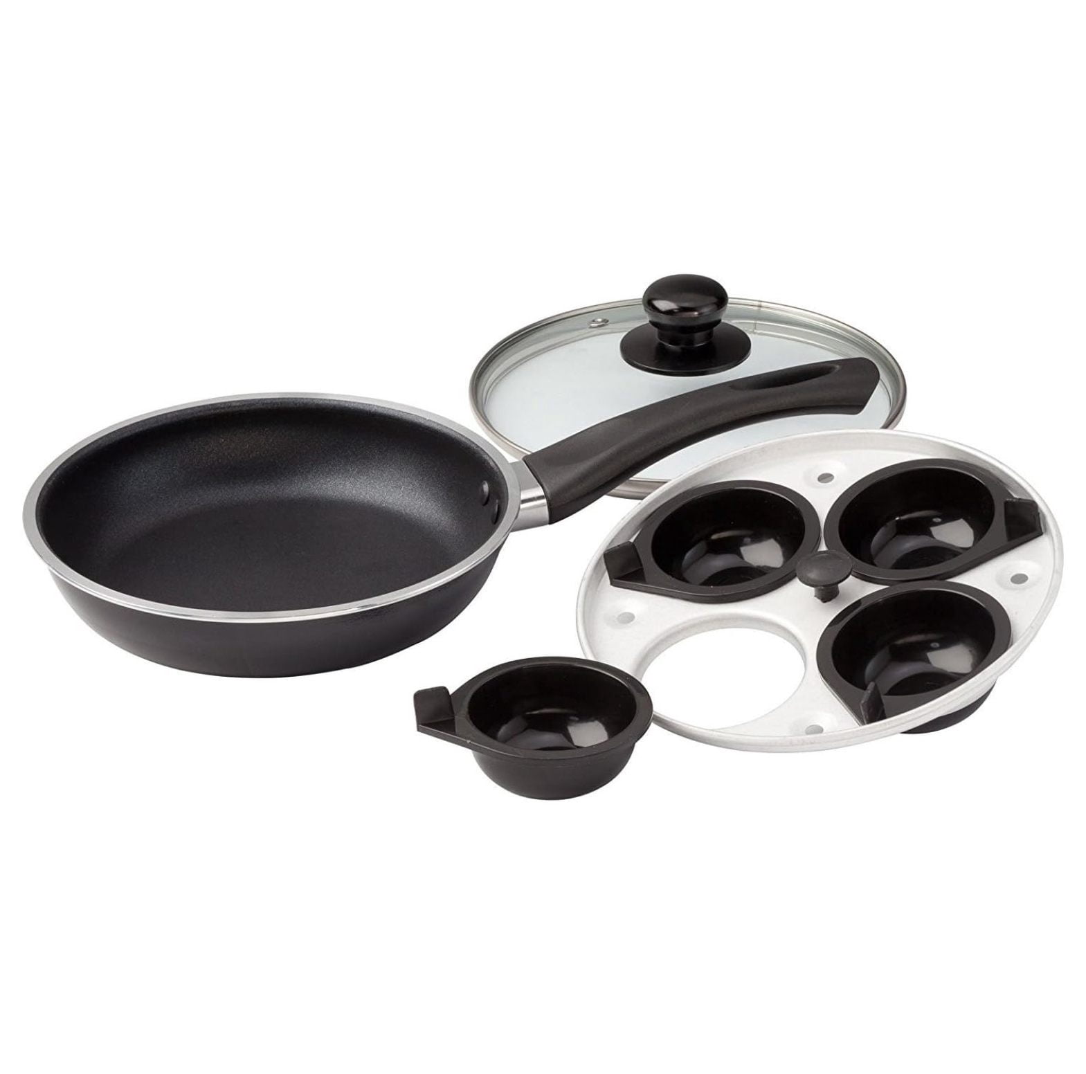 Frying Pan with Egg Poacher Insert, Black, One Size Fits All - Walmart.com