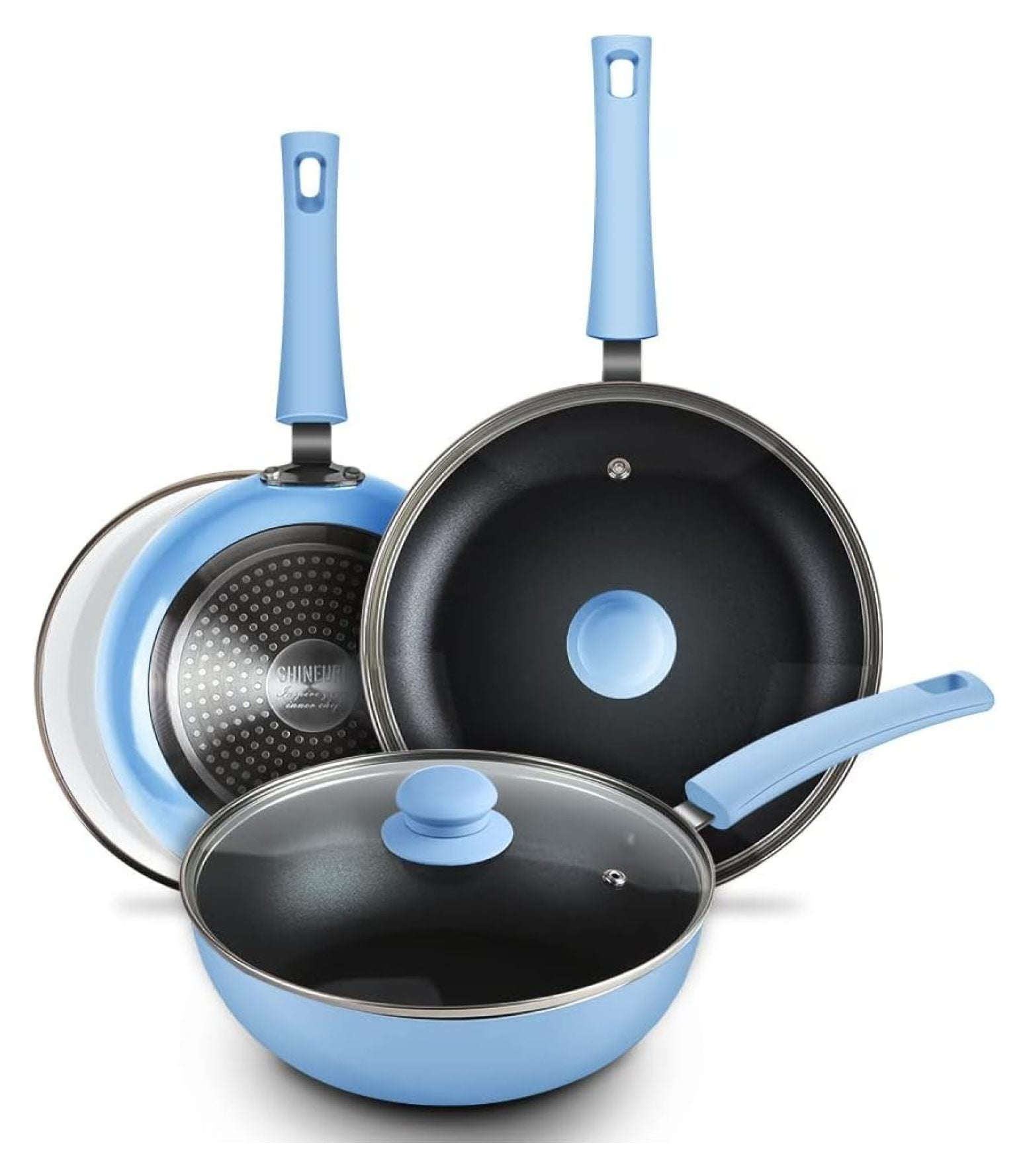 Frying Pans 6 Pieces Nonstick Cookware Set 9.5” and 11” Frying Pan ...