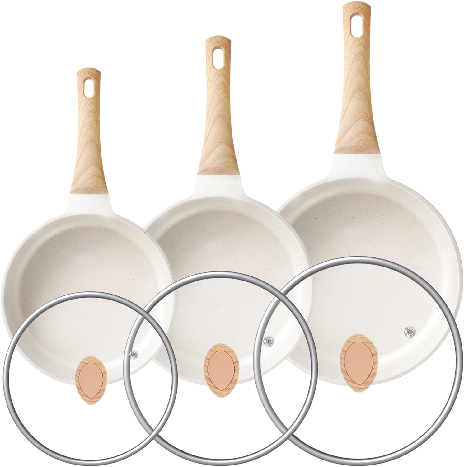 Frying Pans Nonstick, Induction Frying Pan Set Granite Skillet Pans for ...