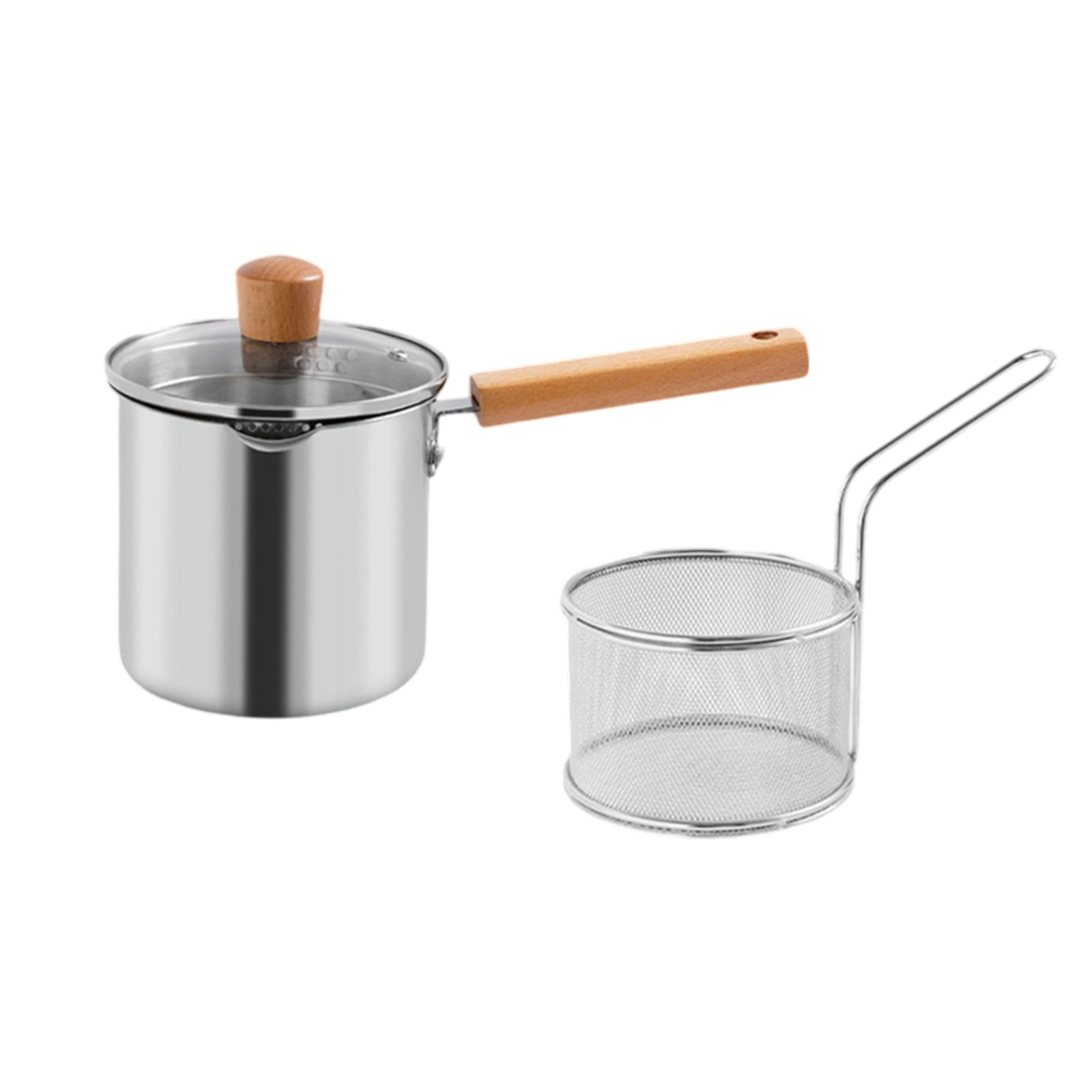 Frying Pot Kitchen Fryer With Strainer for Stainless Steel Long Handle ...
