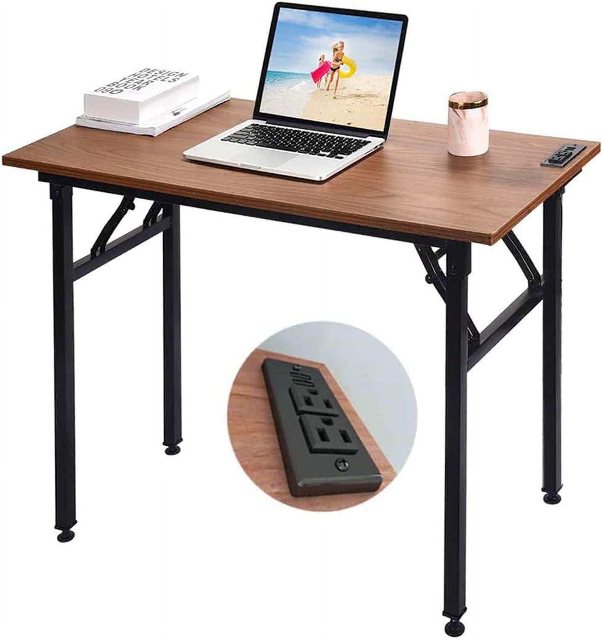 Frylr Small Folding Writing Desk with USB Ports & Power Plugs 31.5x15 ...