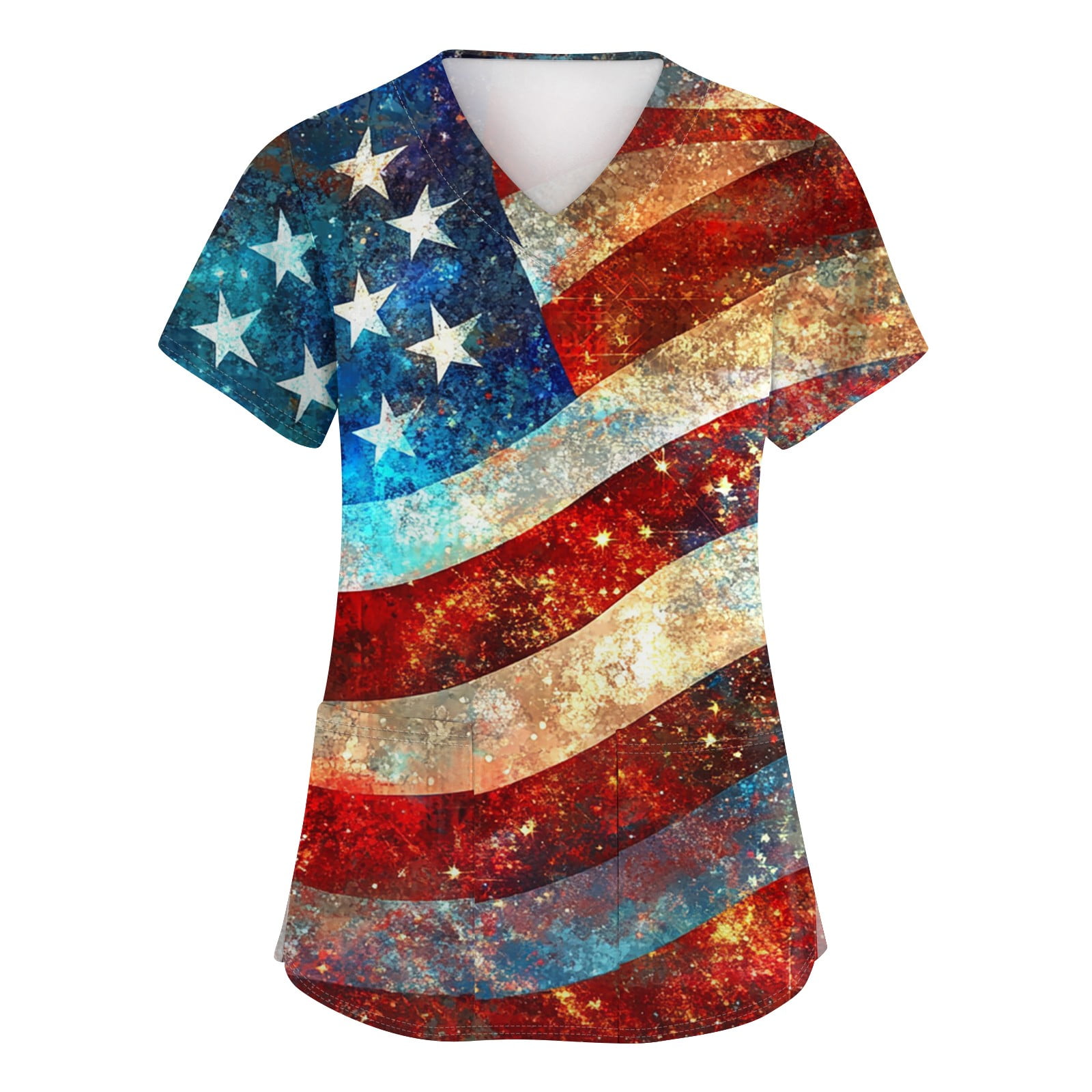FrzhBrz 4th Of July Patriotic Scrub Tops Women Independence Day Scrubs ...