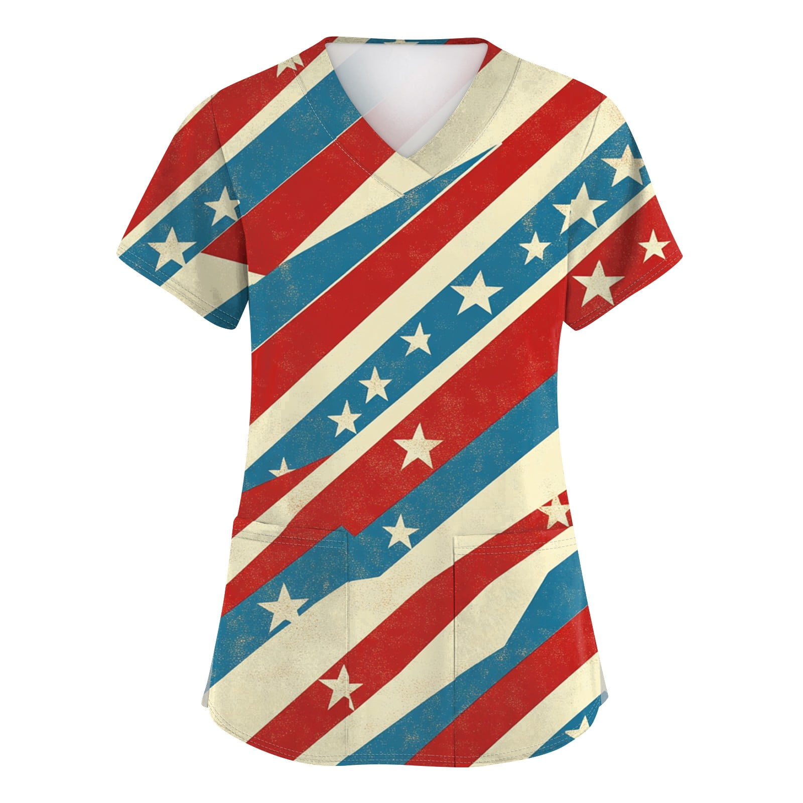 FrzhBrz 4th Of July Scrubs for Women Usa Graphic Nurse Uniforms Short ...