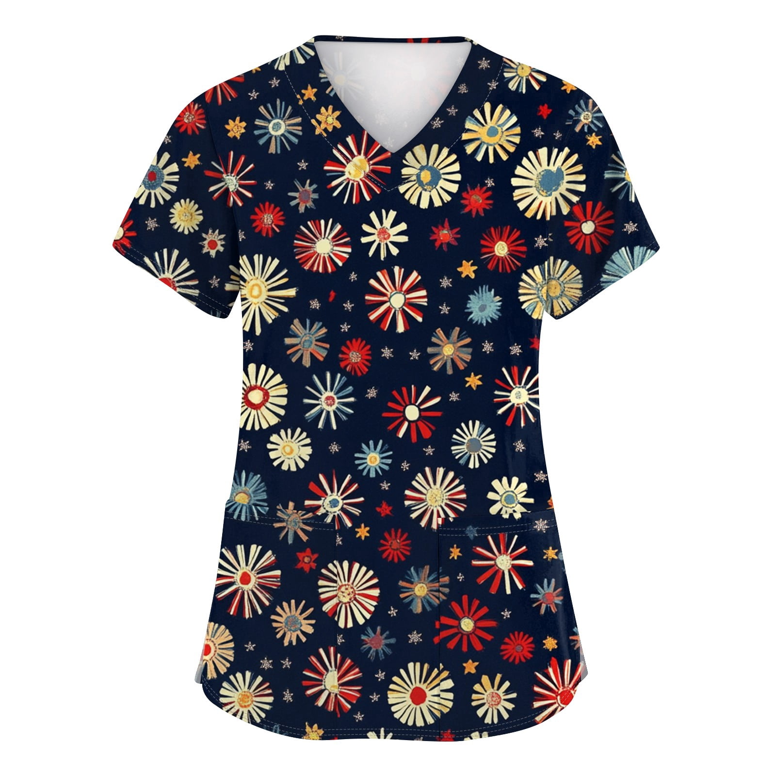 FrzhBrz 4th Of July Scrubs for Women Usa Graphic Nurse Uniforms Short ...