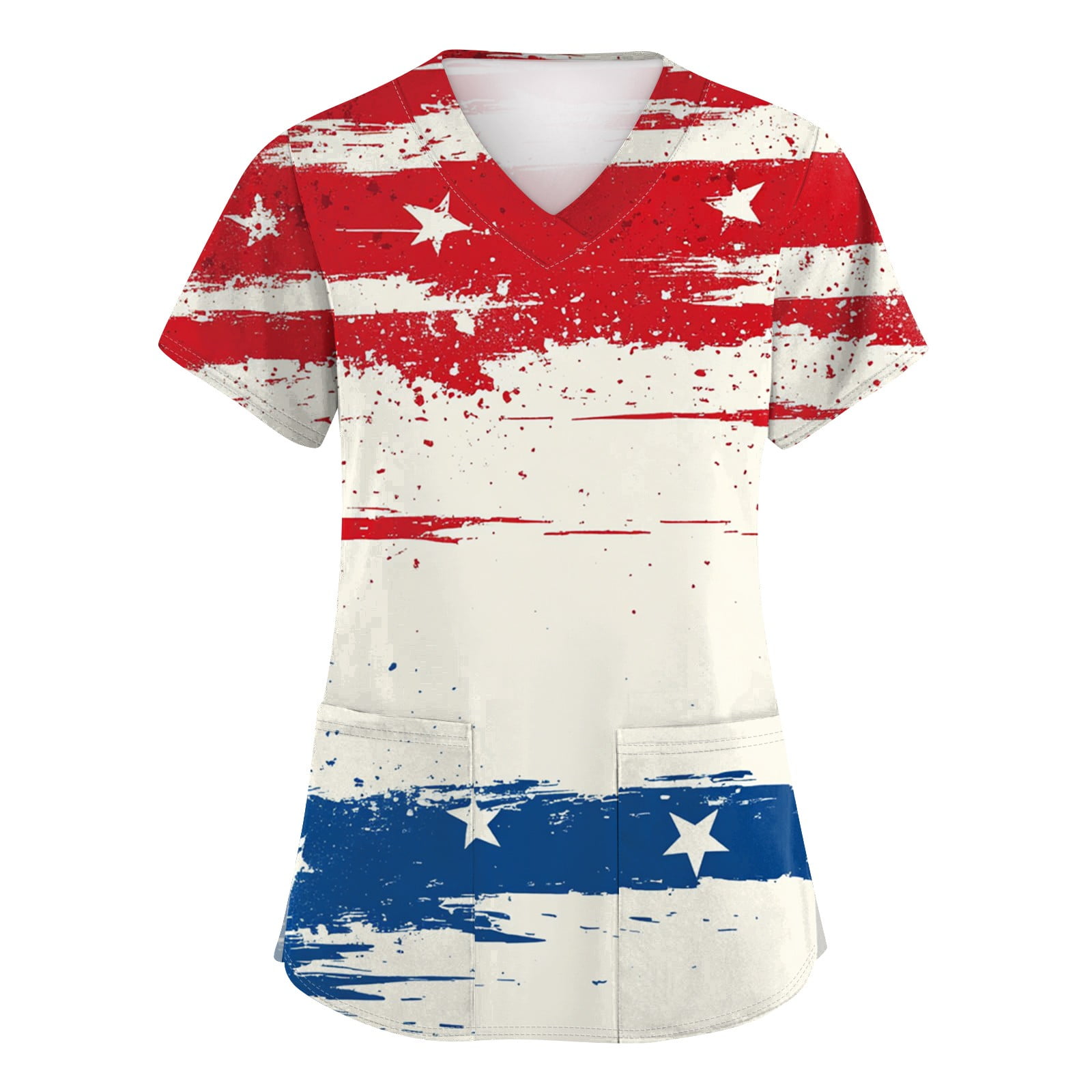 FrzhBrz 4th Of July Scrubs for Women Usa Graphic Nurse Uniforms Short ...