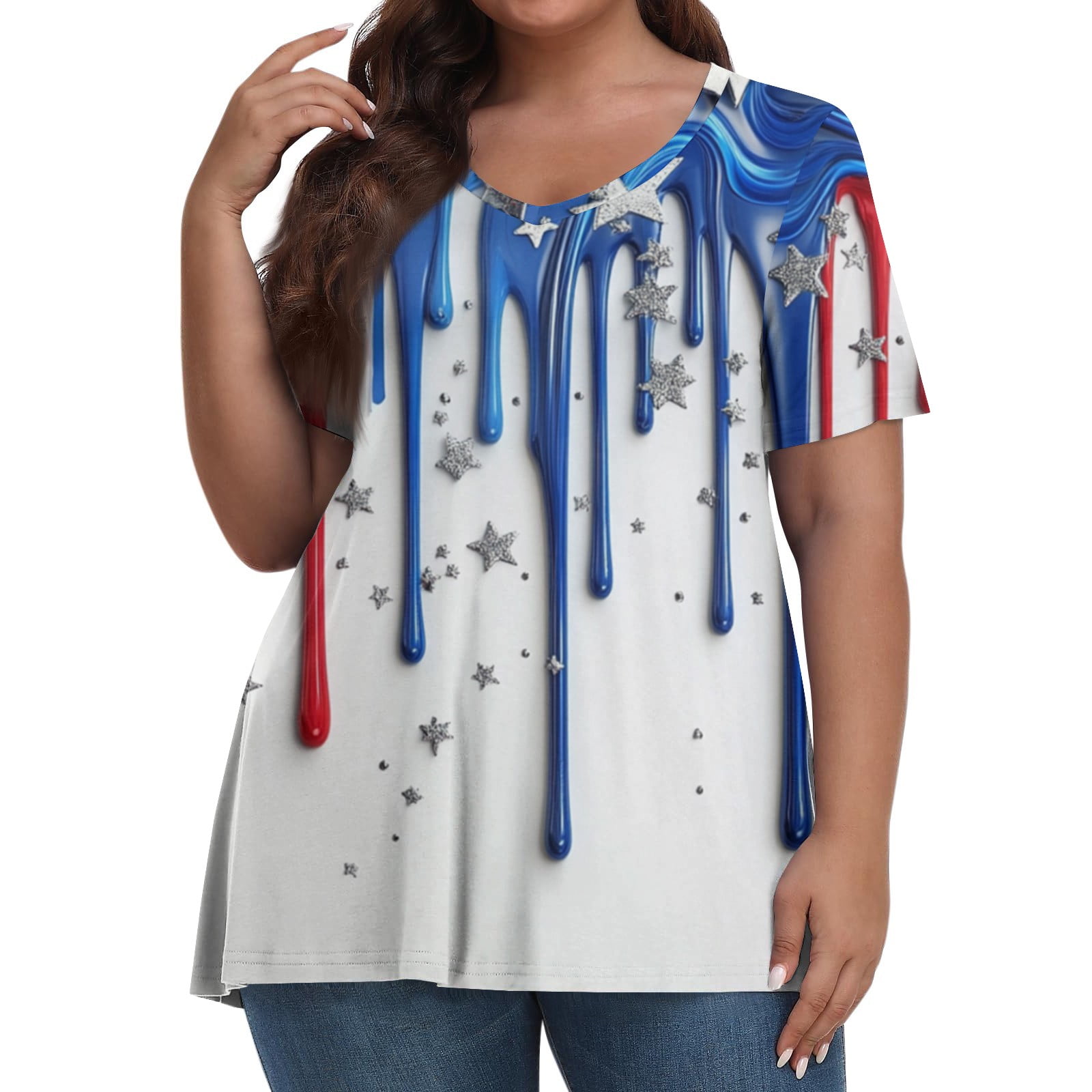 FrzhBrz 4th Of July T Shirts for Women Soft Short Sleeve Shirts ...