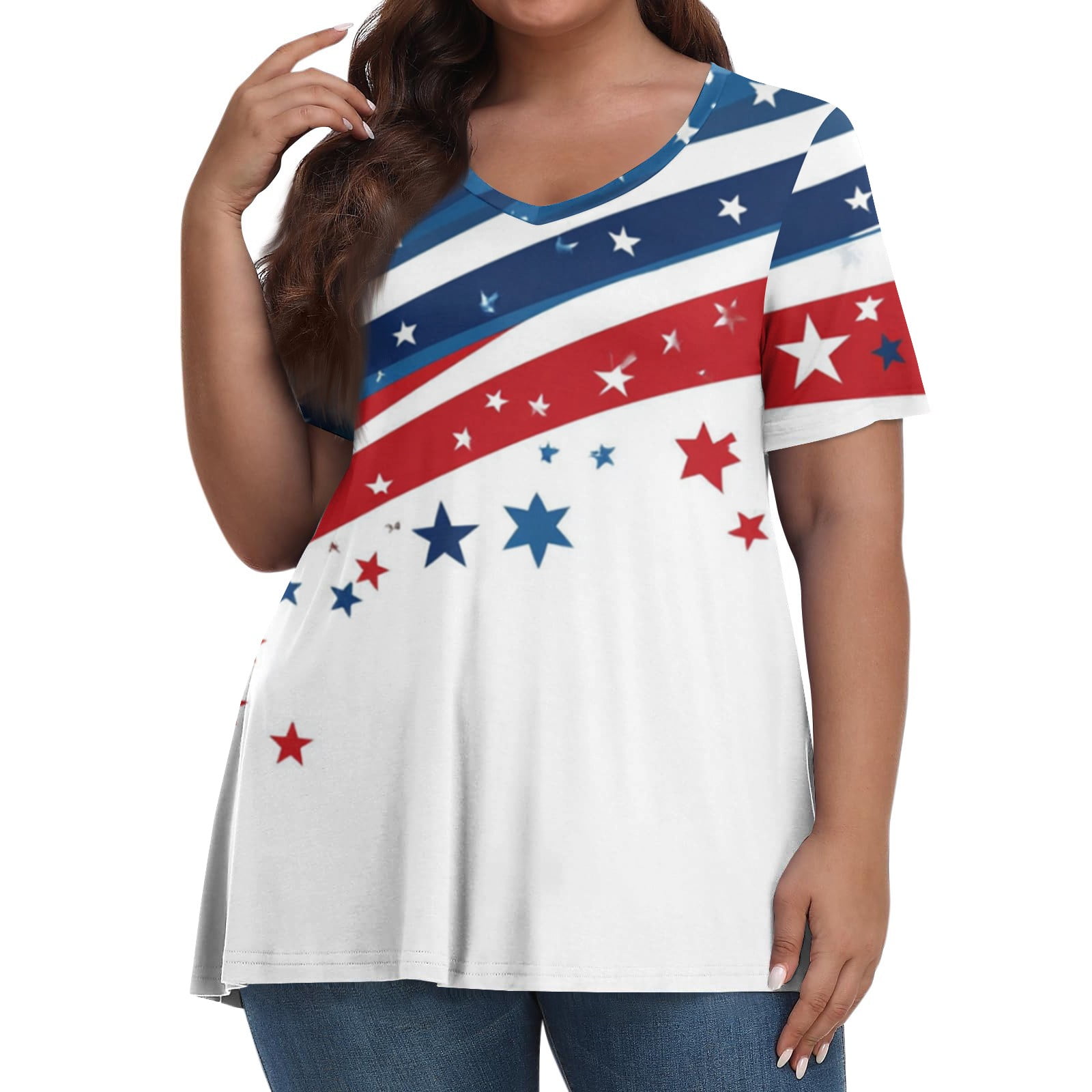 FrzhBrz 4th Of July T Shirts for Women Soft Short Sleeve Shirts ...