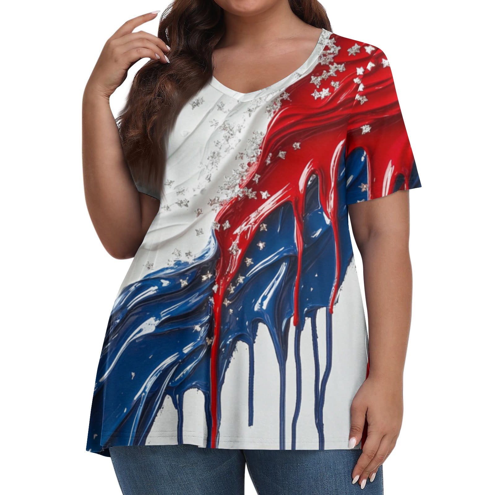 FrzhBrz 4th Of July T Shirts for Women Soft Short Sleeve Shirts ...