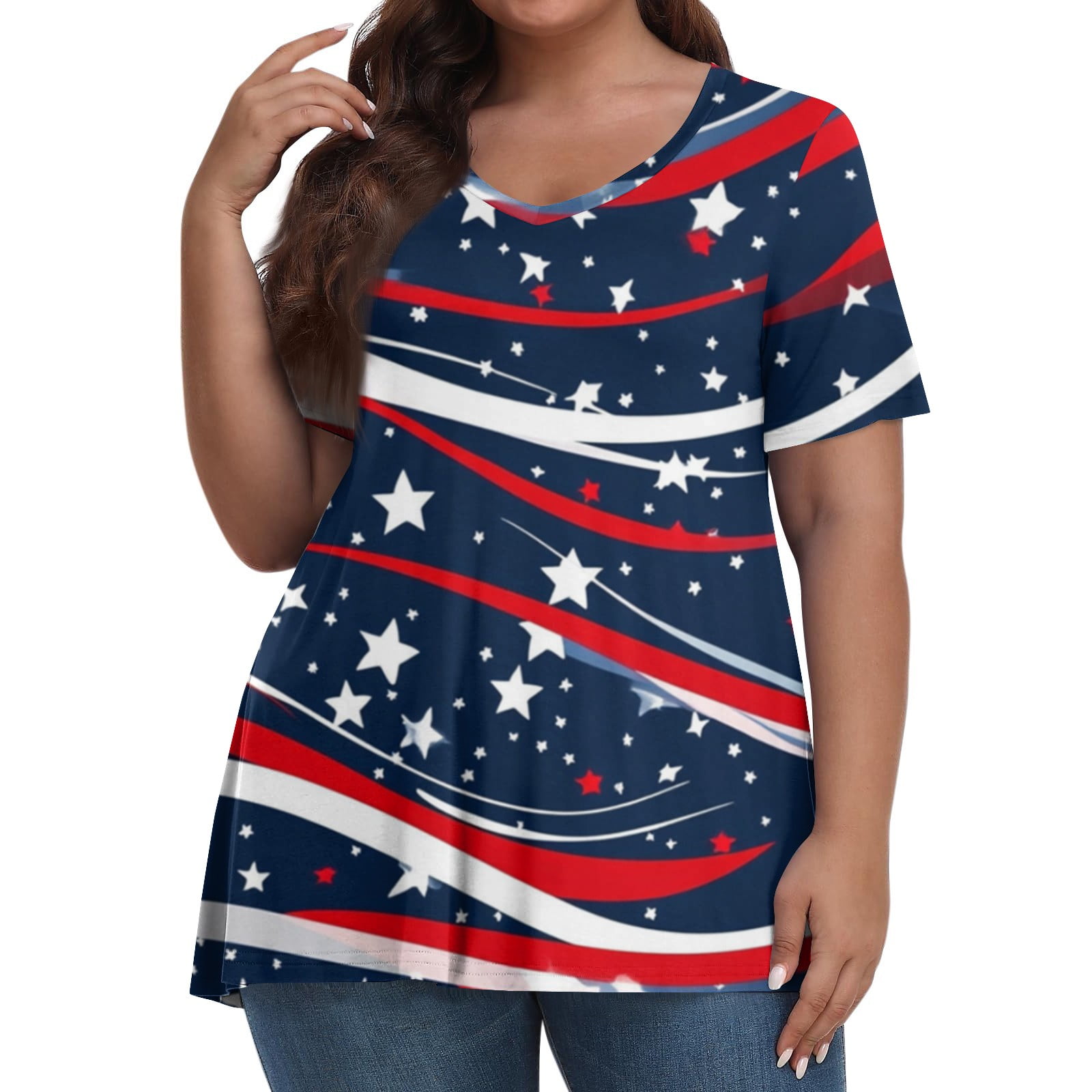 FrzhBrz 4th Of July T Shirts for Women Soft Short Sleeve Shirts ...