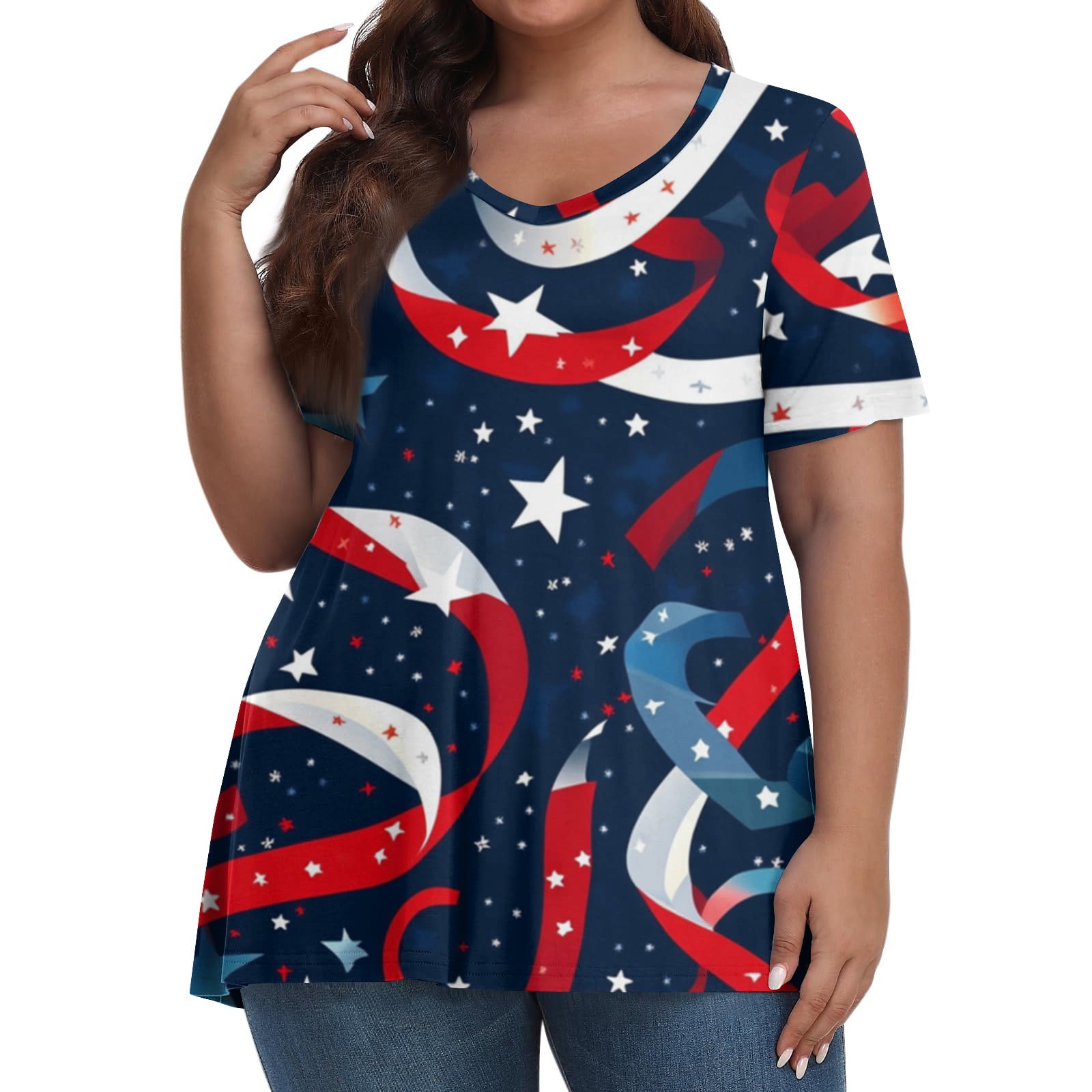 FrzhBrz 4th Of July T Shirts for Women Soft Short Sleeve Shirts ...
