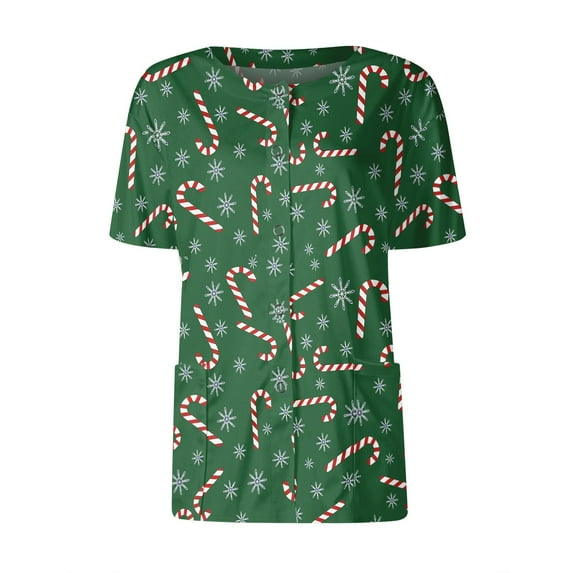 FrzhBrz Christmas Scrub Jackets for Women Plus Size Snap Front Funny ...