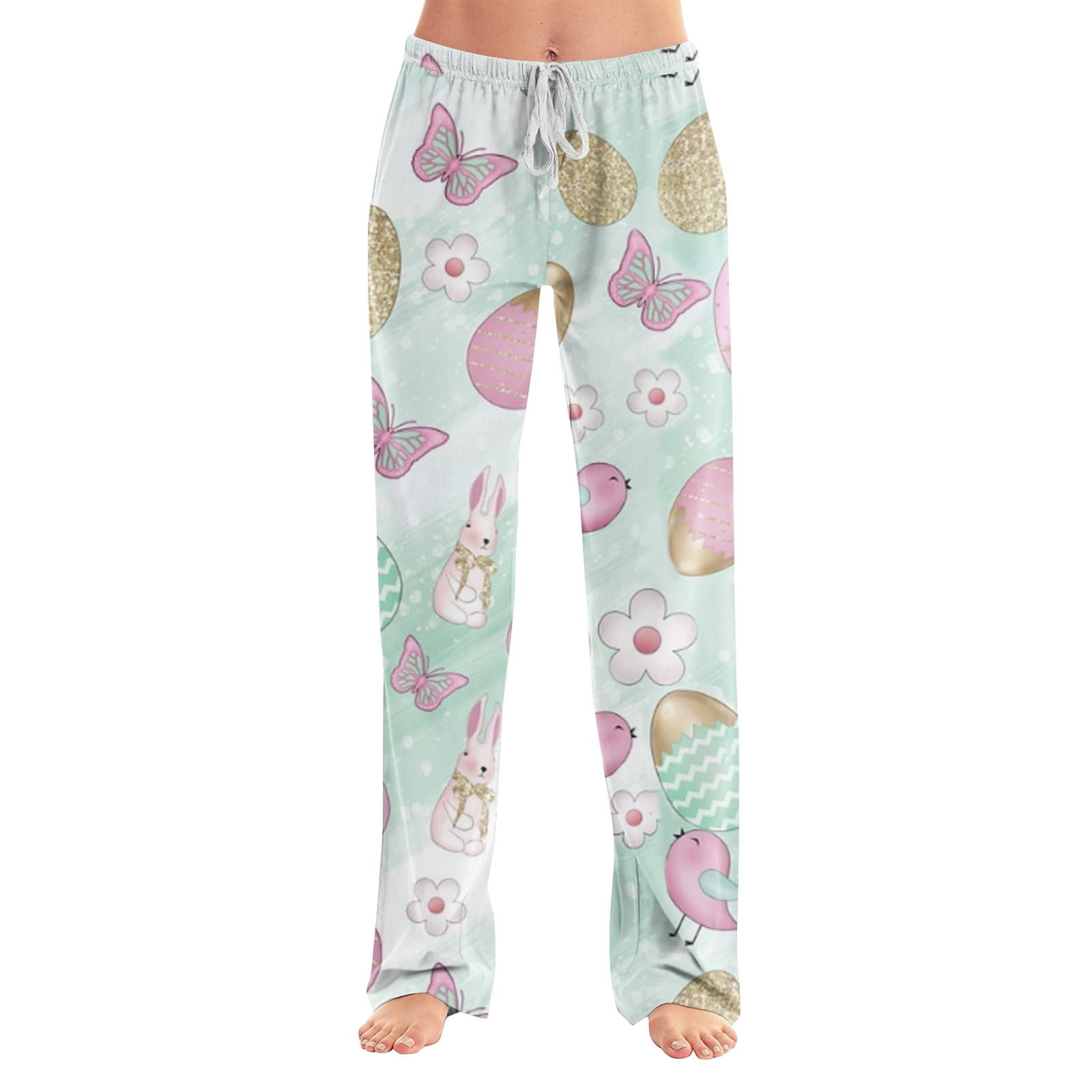 FrzhBrz Easter Pajama Pants Baggy Wide Leg Pj Bottoms Cute Egg Graphic ...