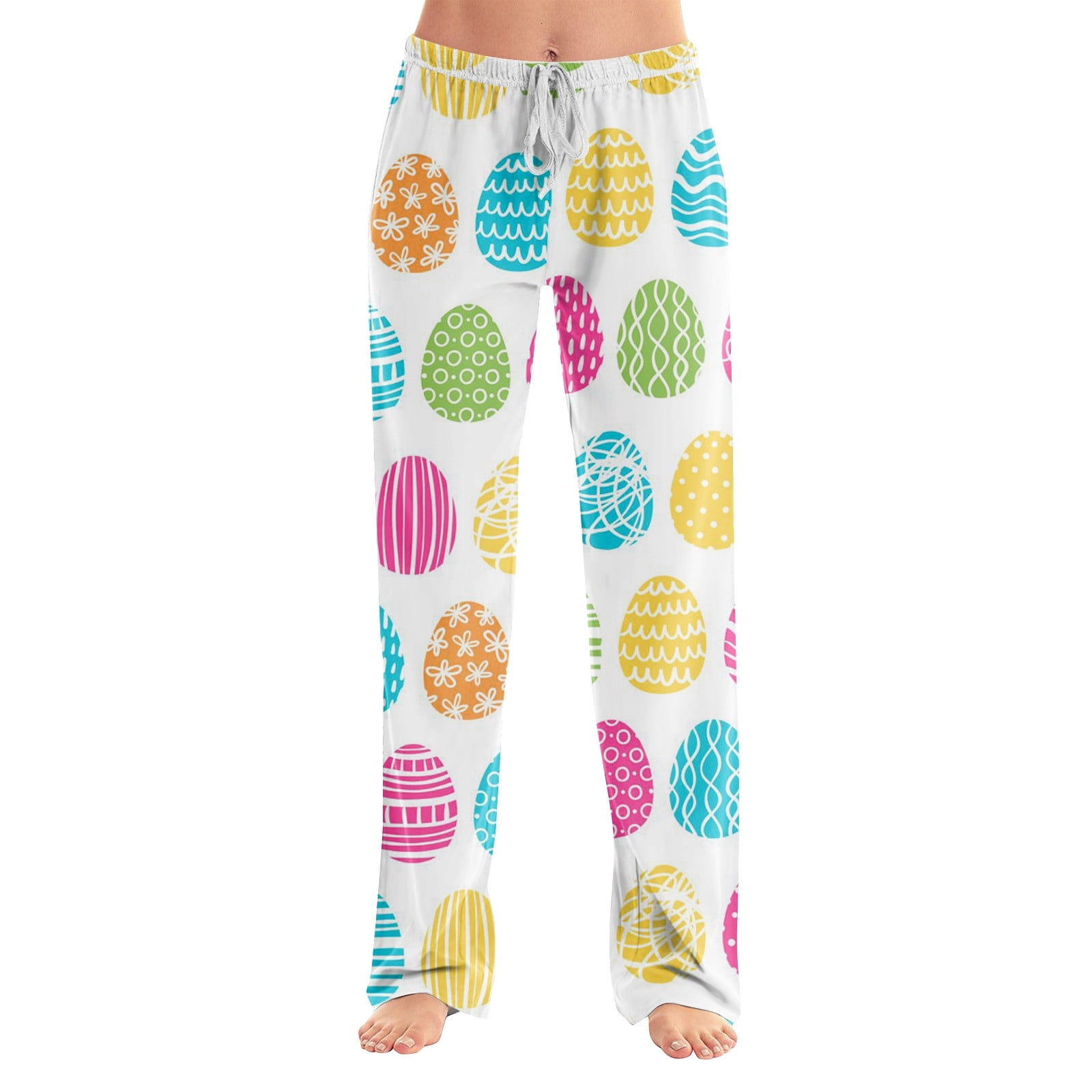 FrzhBrz Easter Pajama Pants Baggy Wide Leg Pj Bottoms Cute Egg Graphic ...