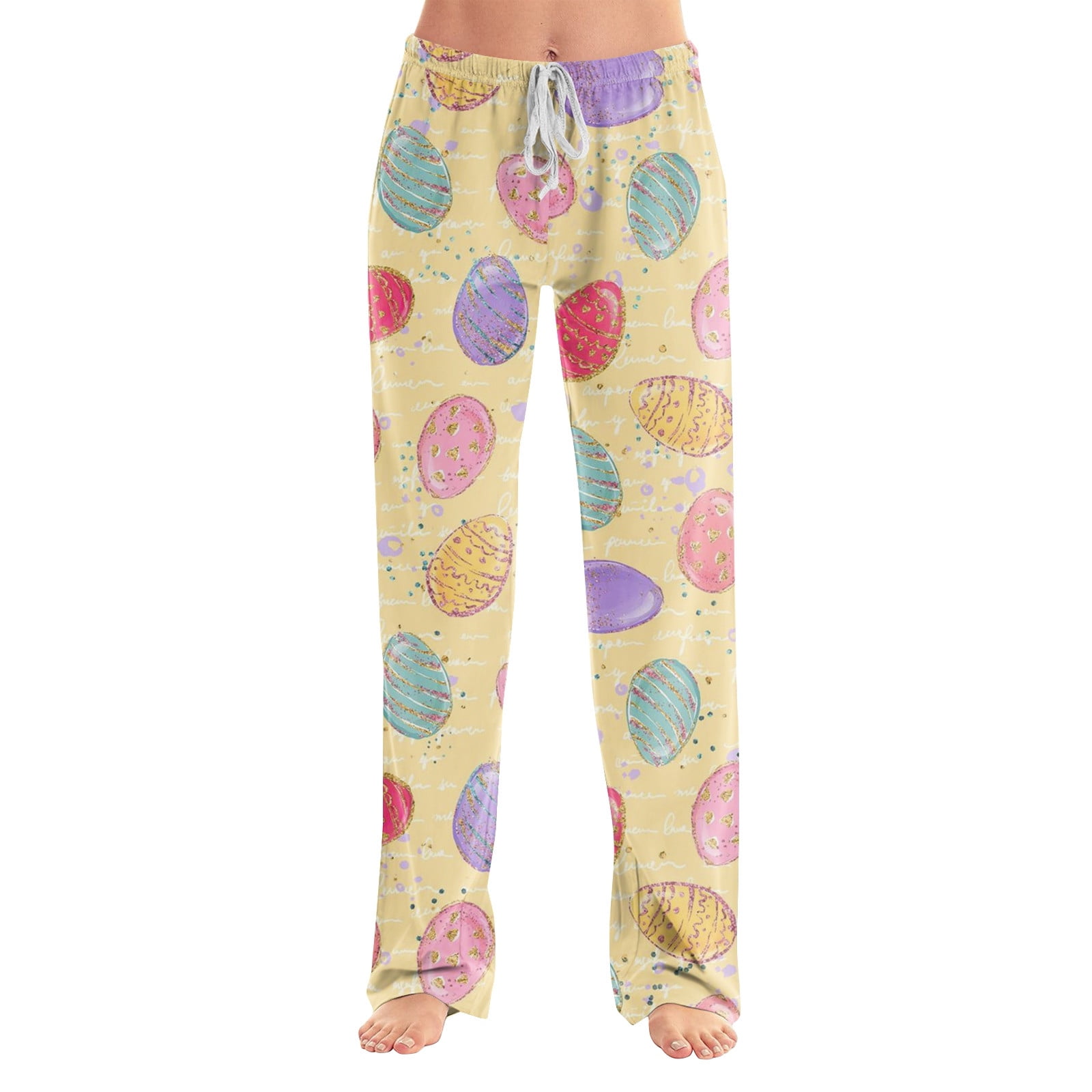 FrzhBrz Easter Pajama Pants Baggy Wide Leg Pj Bottoms Cute Egg Graphic ...