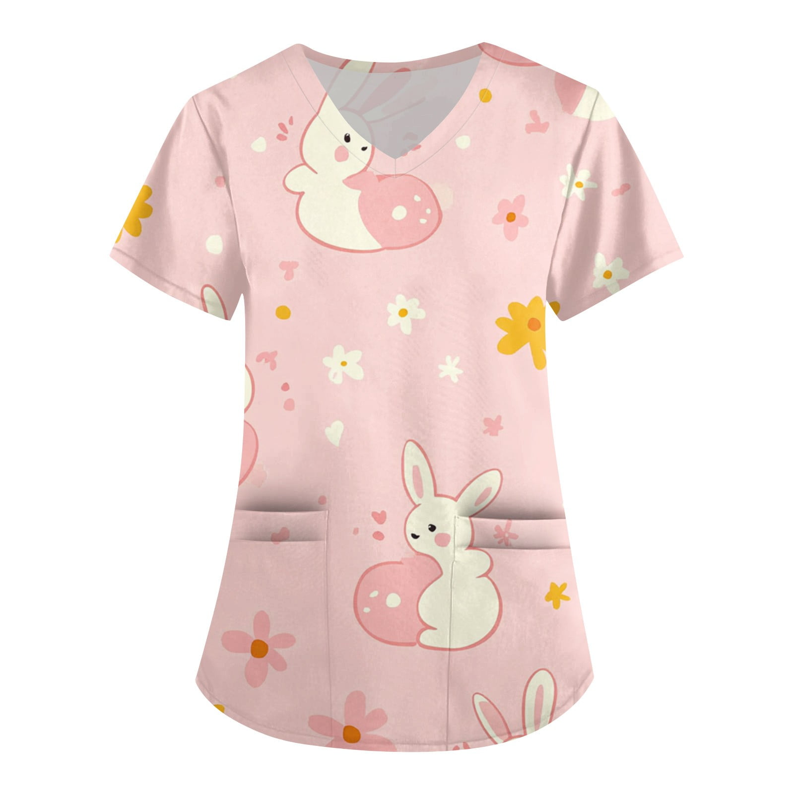 FrzhBrz Easter Plus Size Scrubs for Women Cute Bunny Women Scrubs V ...